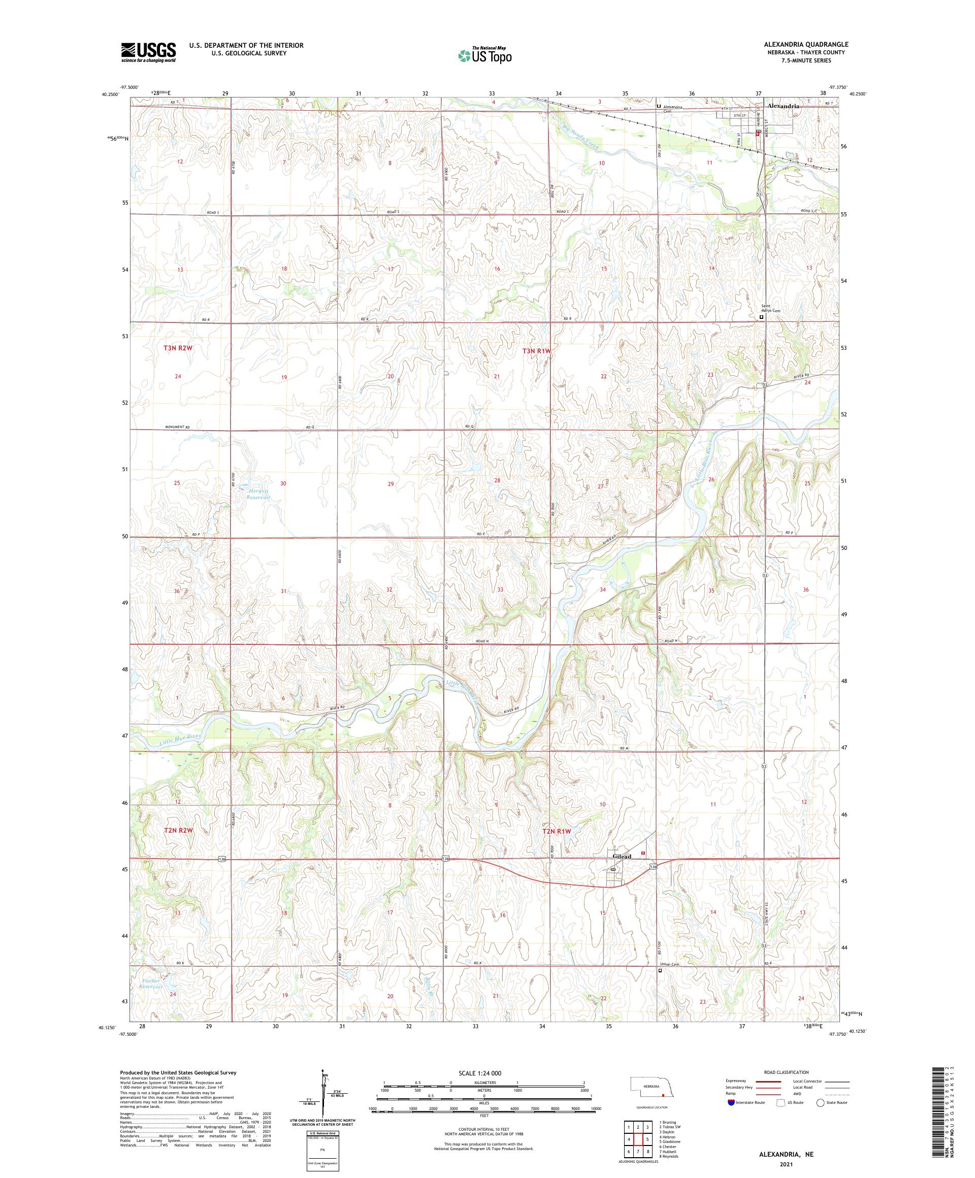 Alexandria Nebraska US Topo Map – MyTopo Map Store