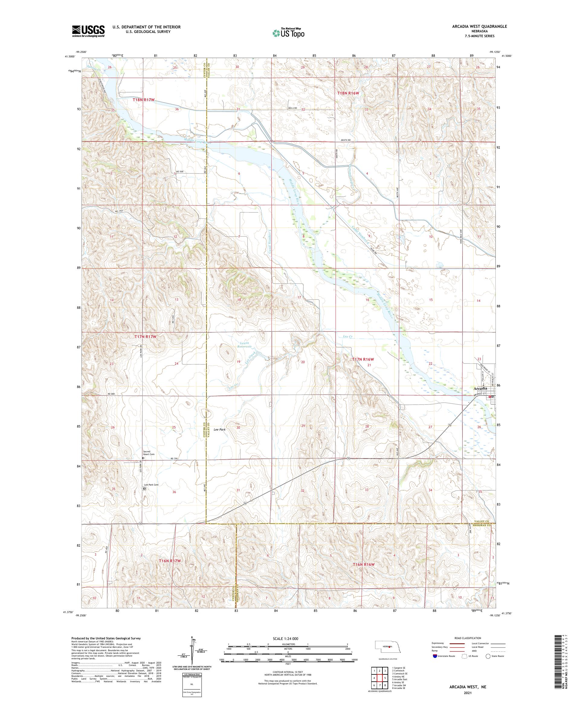 Arcadia West Nebraska US Topo Map – MyTopo Map Store