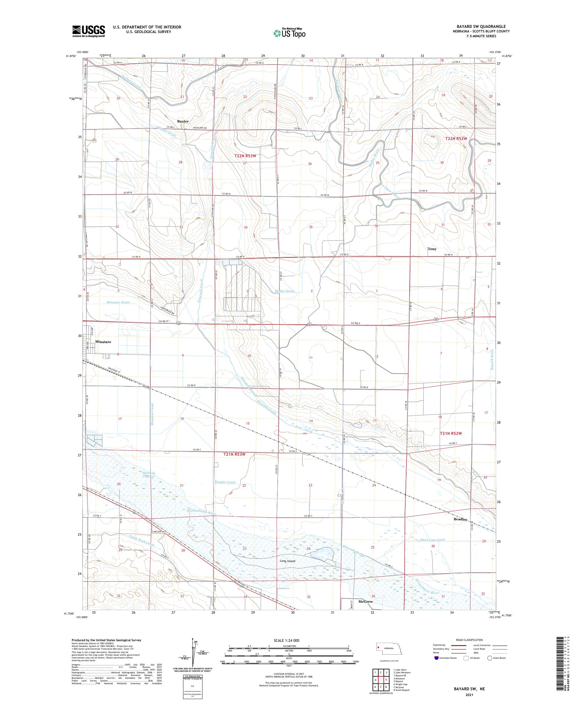 Bayard SW Nebraska US Topo Map – MyTopo Map Store