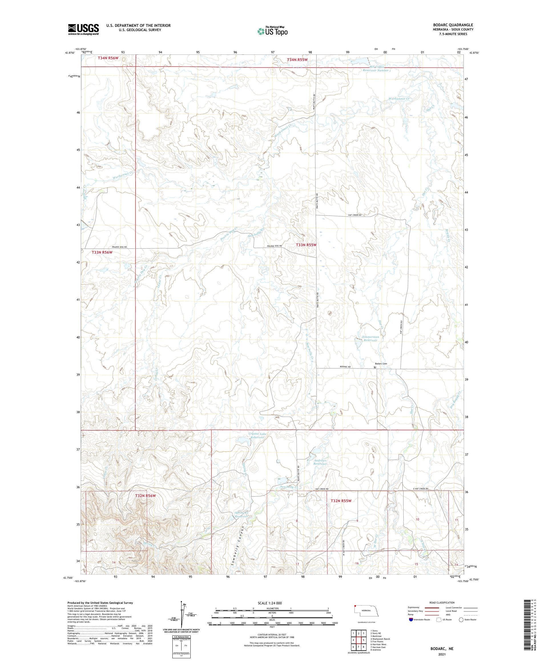Bodarc Nebraska US Topo Map – MyTopo Map Store
