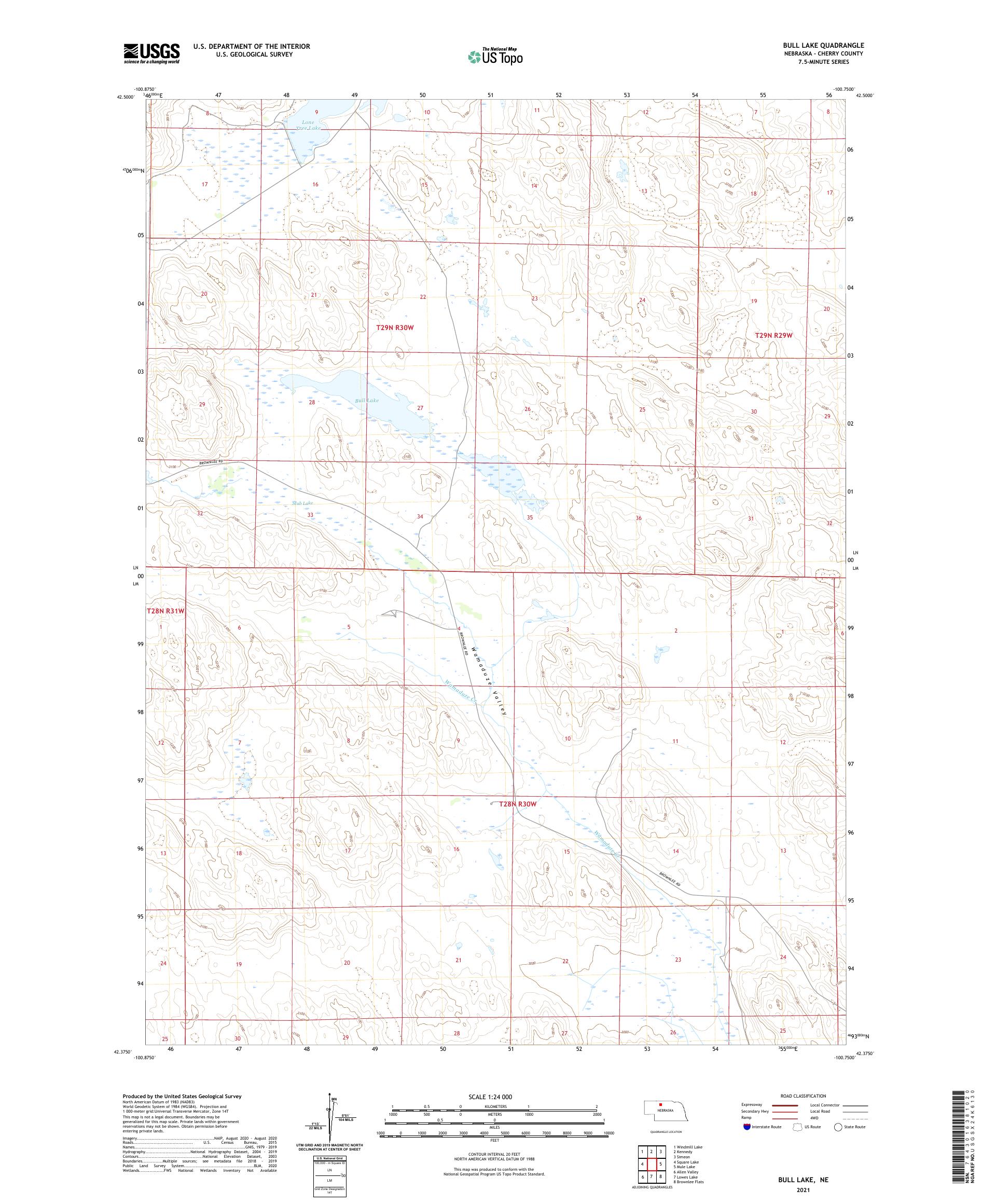 Bull Lake Nebraska US Topo Map – MyTopo Map Store
