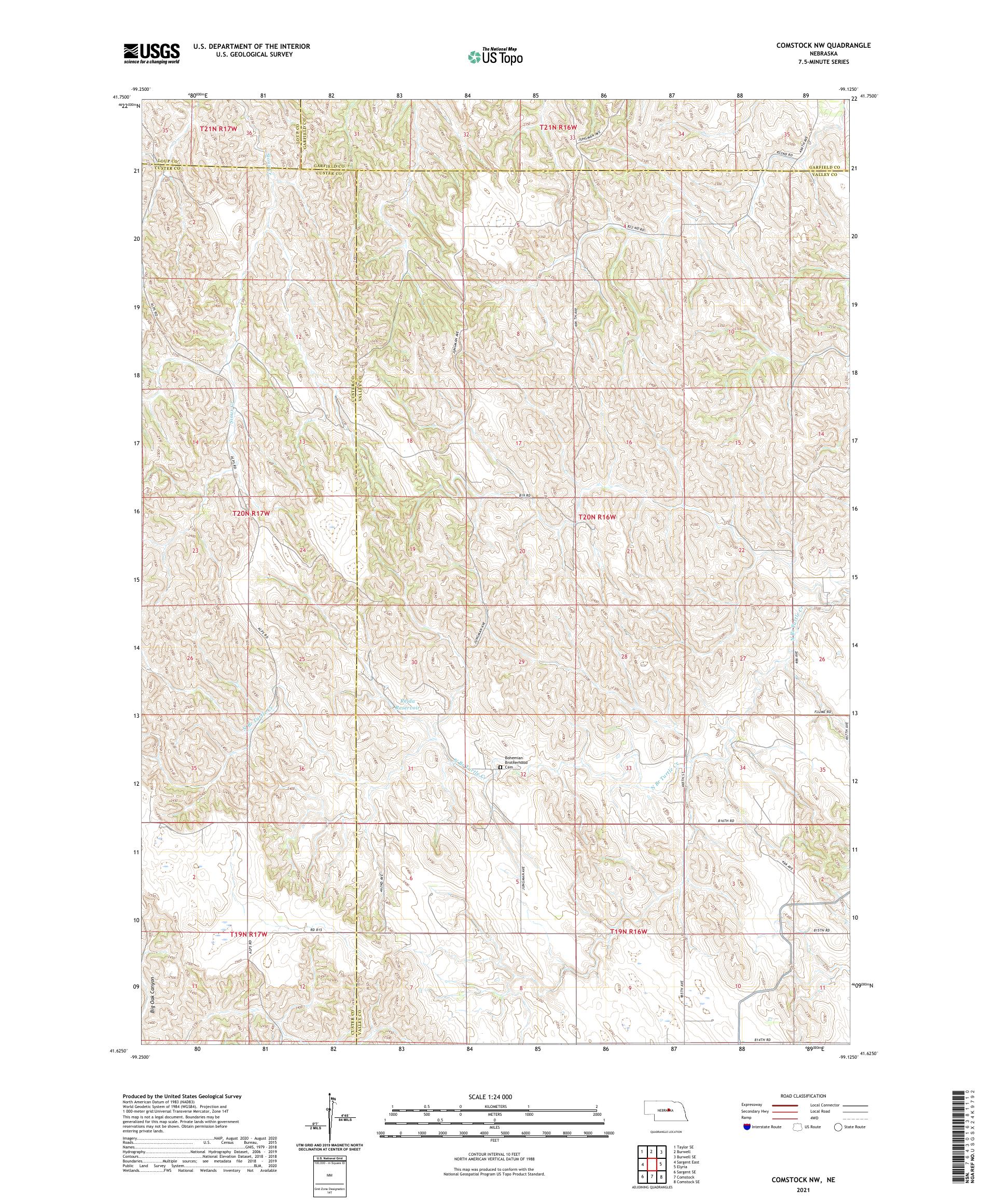 Comstock NW Nebraska US Topo Map – MyTopo Map Store