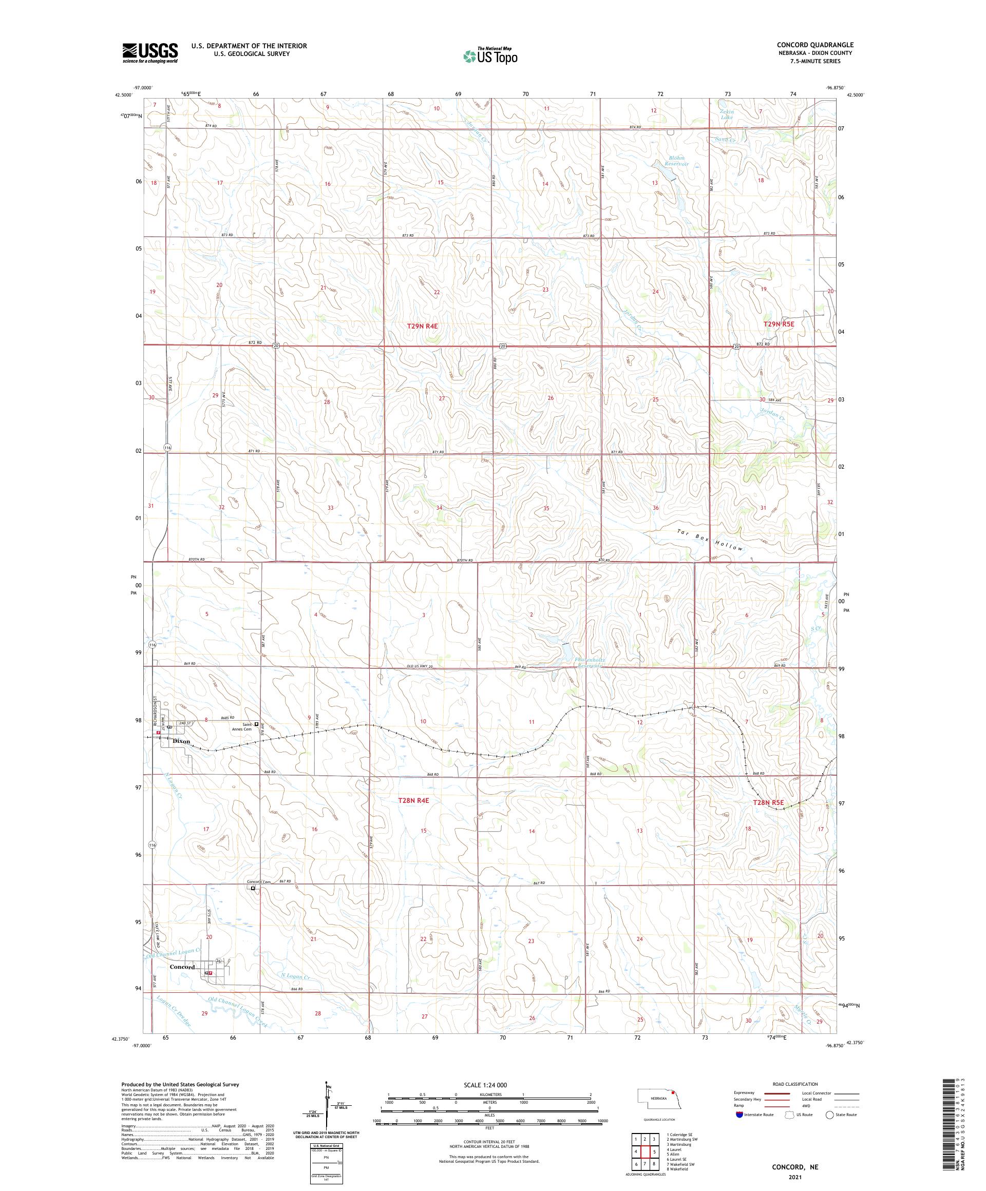 Concord Nebraska US Topo Map – MyTopo Map Store