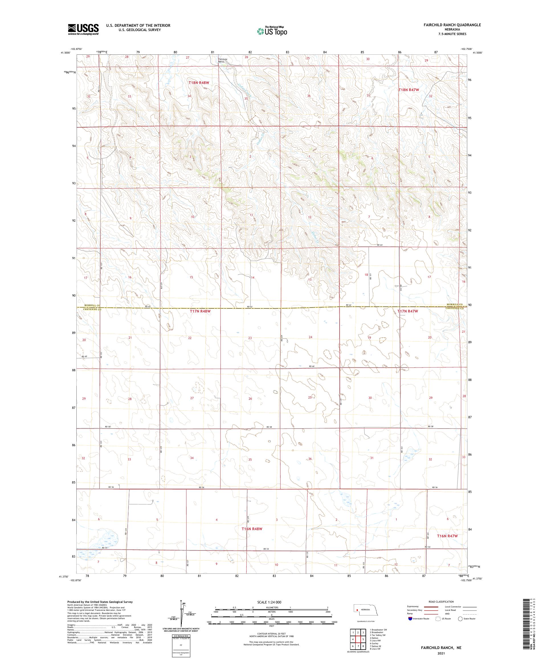 Fairchild Ranch Nebraska US Topo Map – MyTopo Map Store