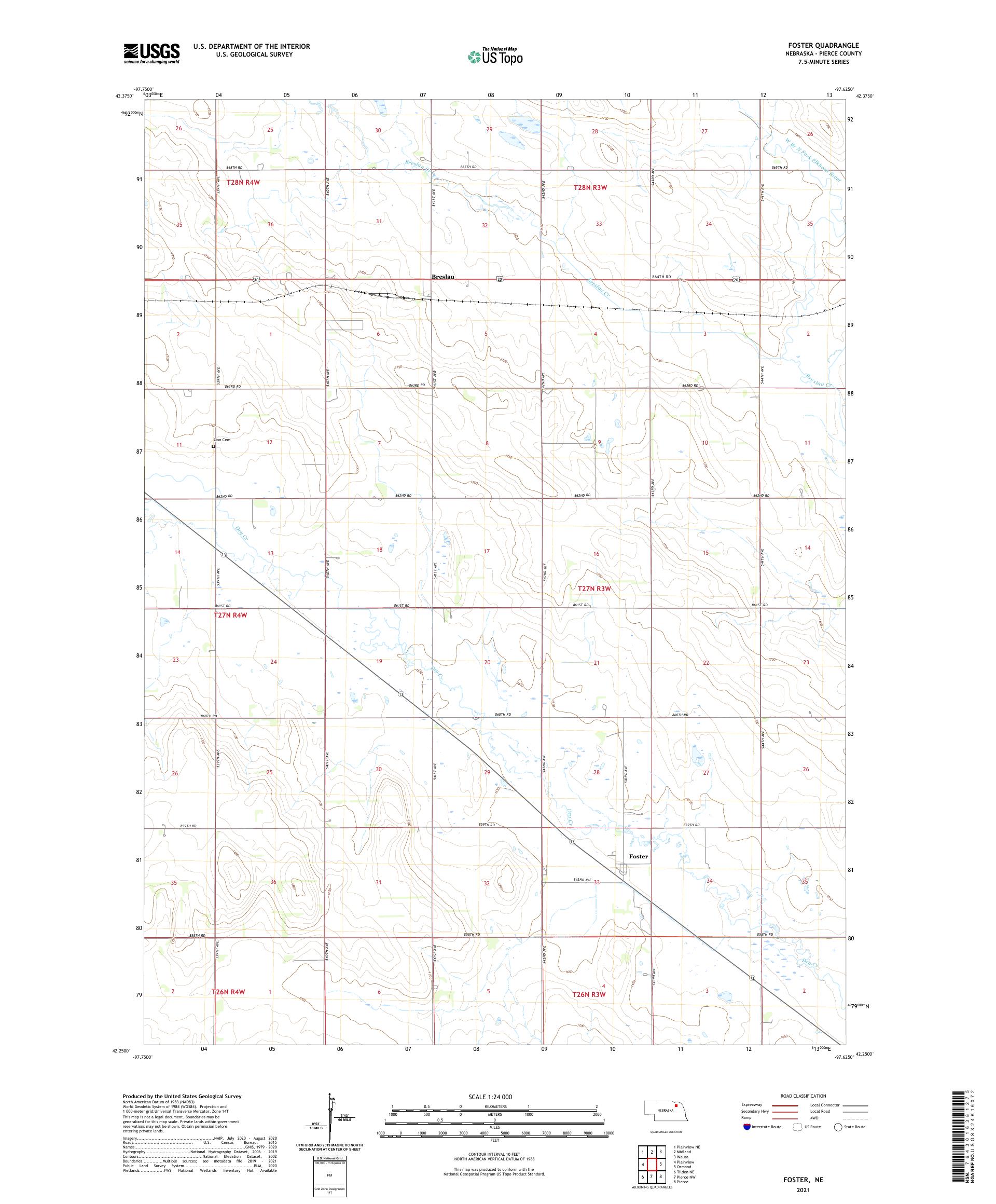 Foster Nebraska US Topo Map – MyTopo Map Store