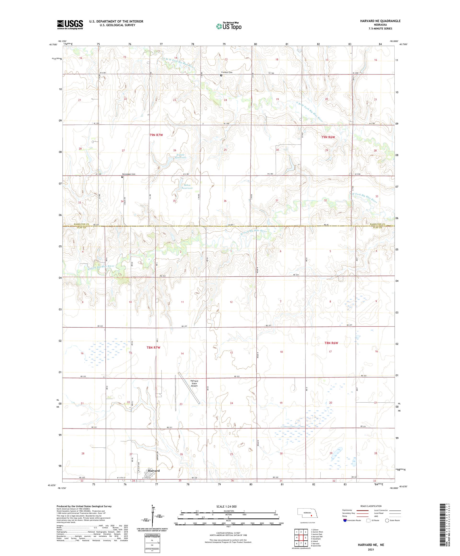 Harvard NE Nebraska US Topo Map – MyTopo Map Store