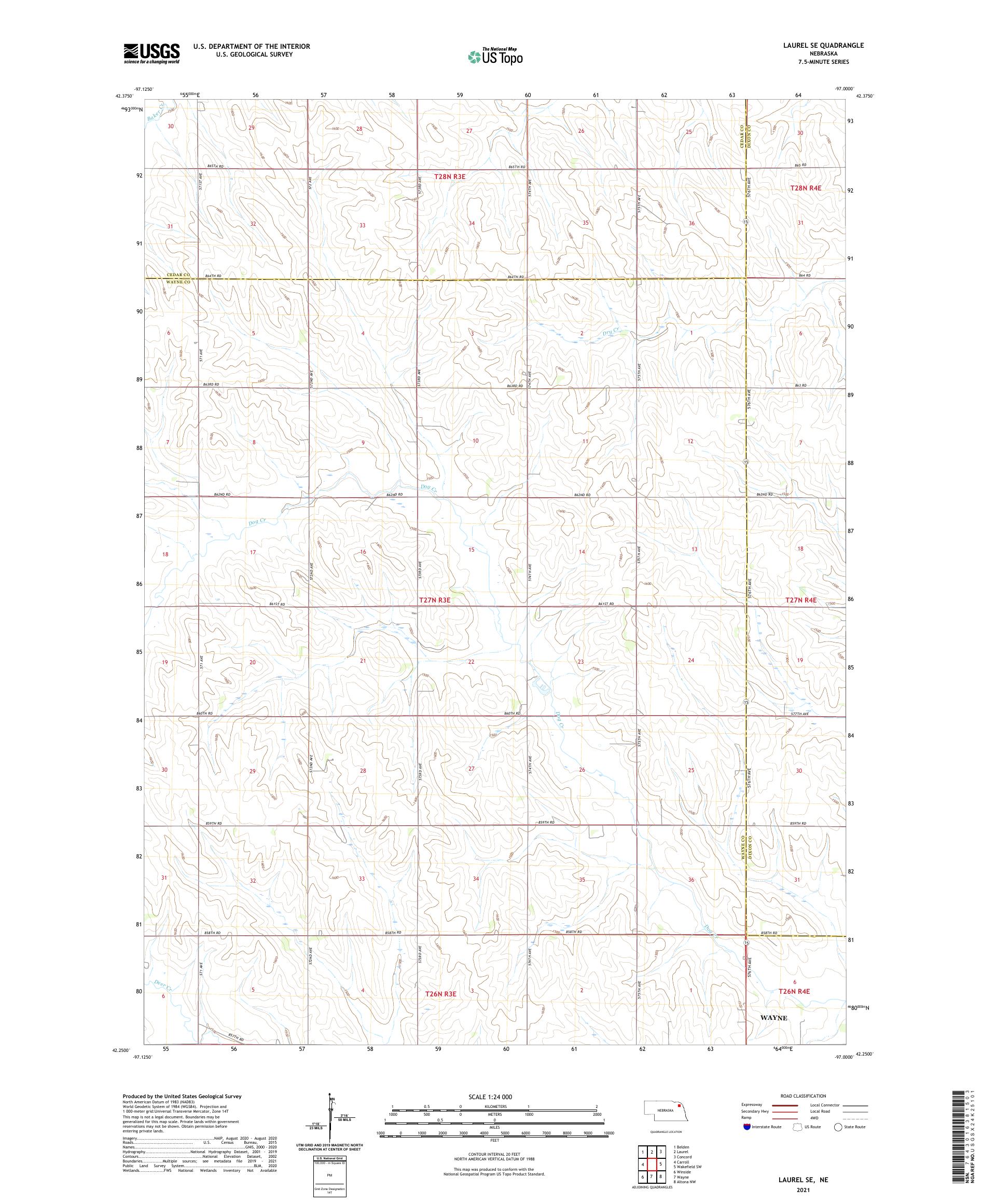 Laurel SE Nebraska US Topo Map – MyTopo Map Store