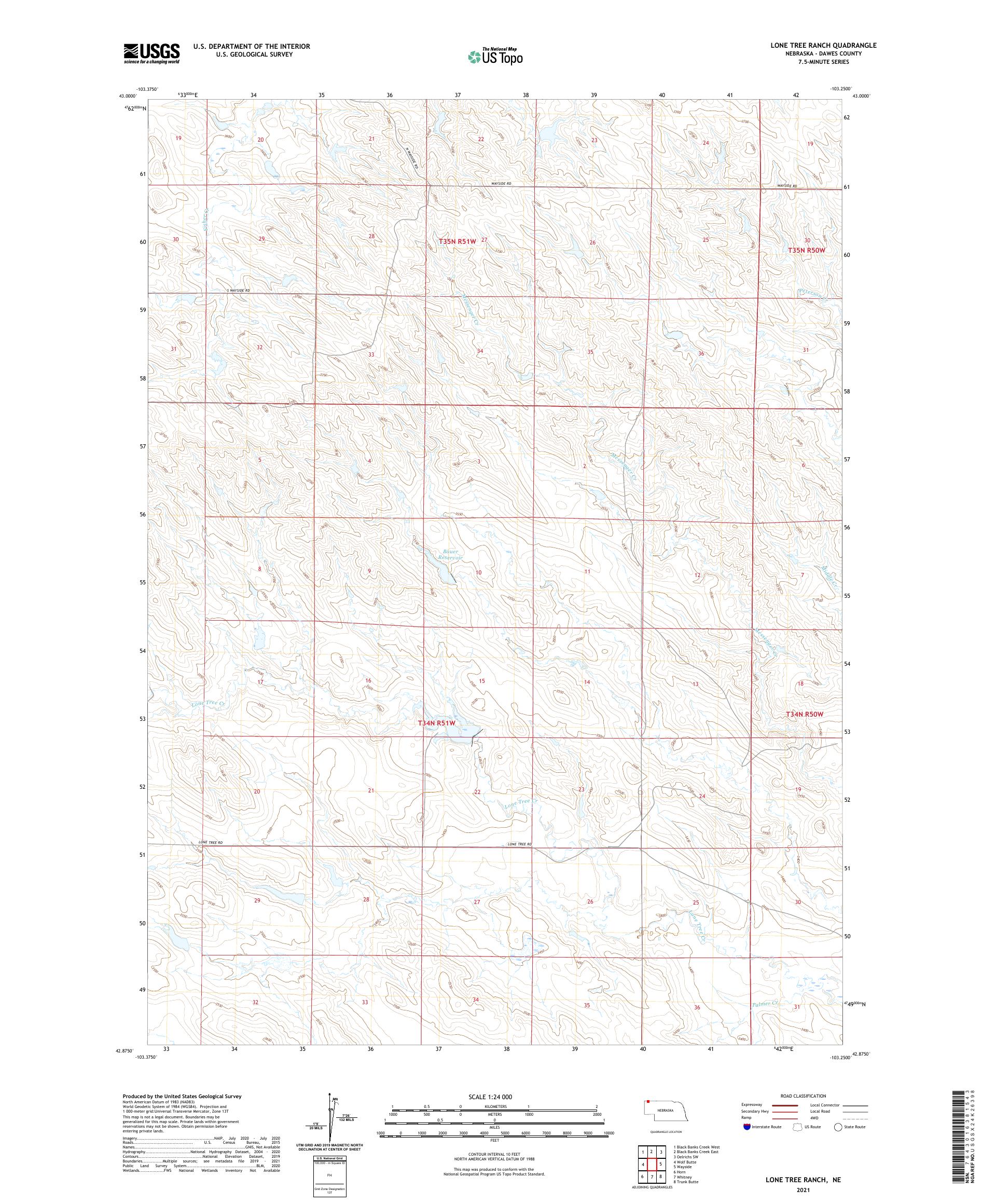 Lone Tree Ranch Nebraska US Topo Map – MyTopo Map Store