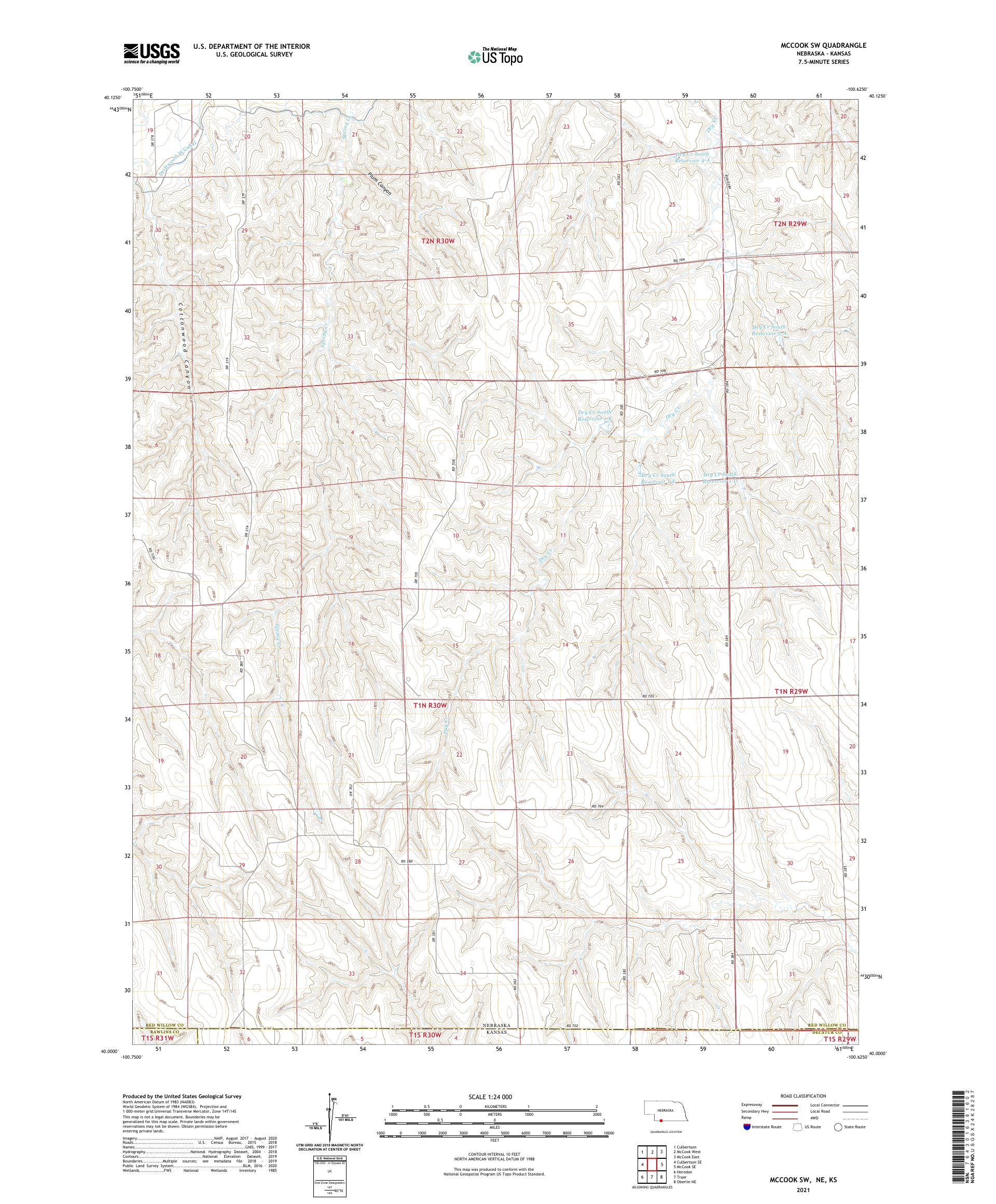 McCook SW Nebraska US Topo Map – MyTopo Map Store