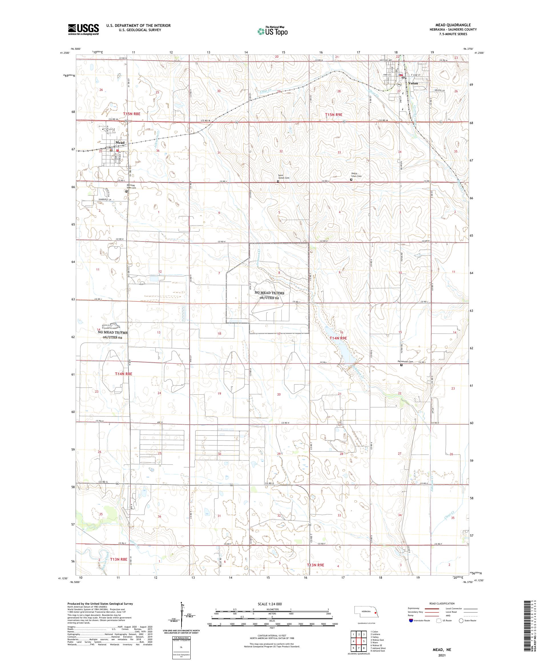 Mead Nebraska US Topo Map – MyTopo Map Store