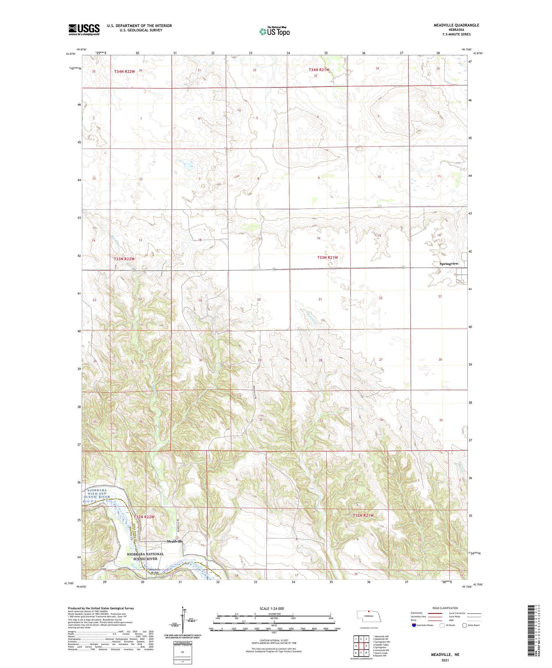 Meadville Nebraska US Topo Map – MyTopo Map Store