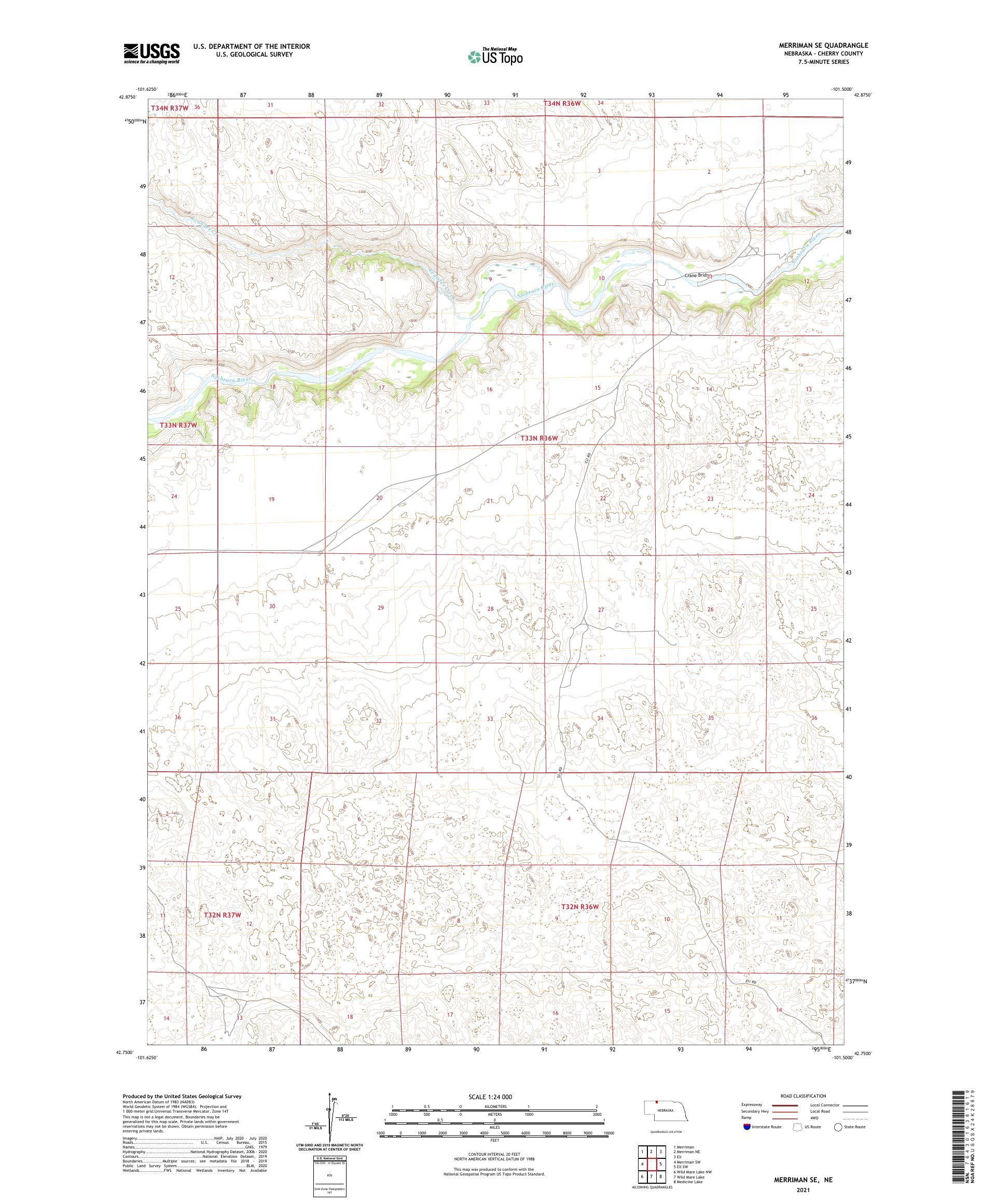 Merriman SE Nebraska US Topo Map – MyTopo Map Store