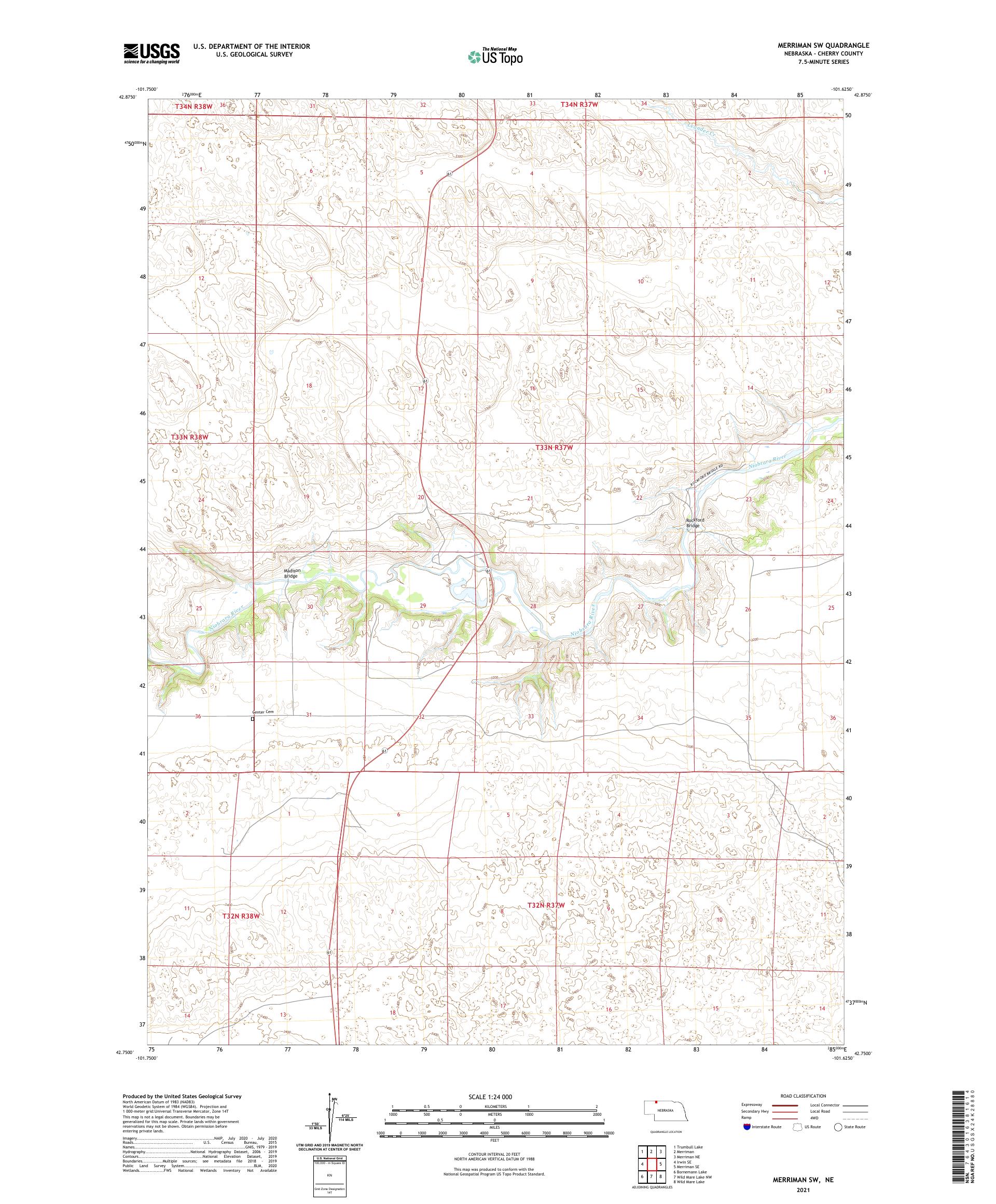 Merriman SW Nebraska US Topo Map – MyTopo Map Store