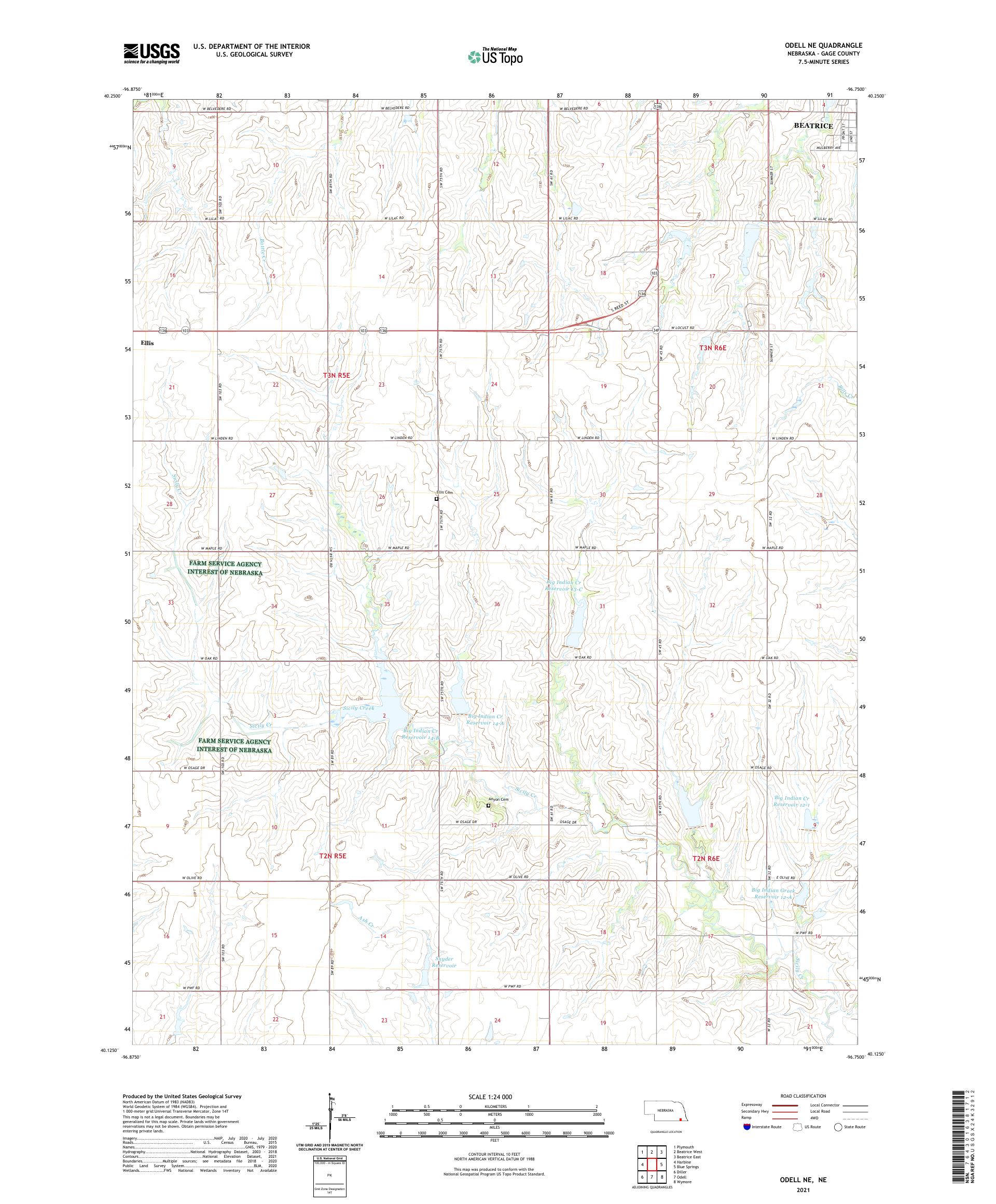 Odell NE Nebraska US Topo Map – MyTopo Map Store
