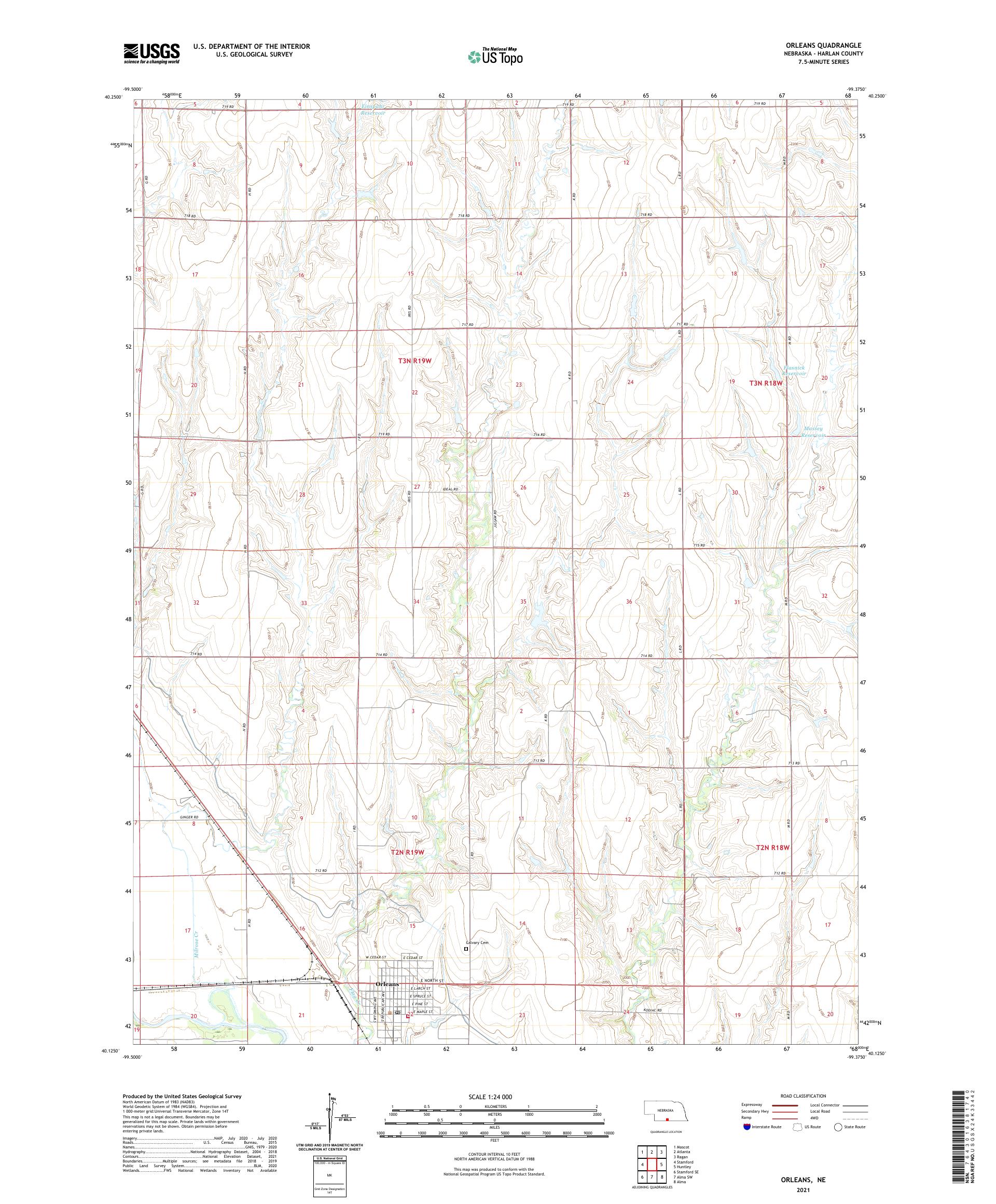 Orleans Nebraska US Topo Map – MyTopo Map Store