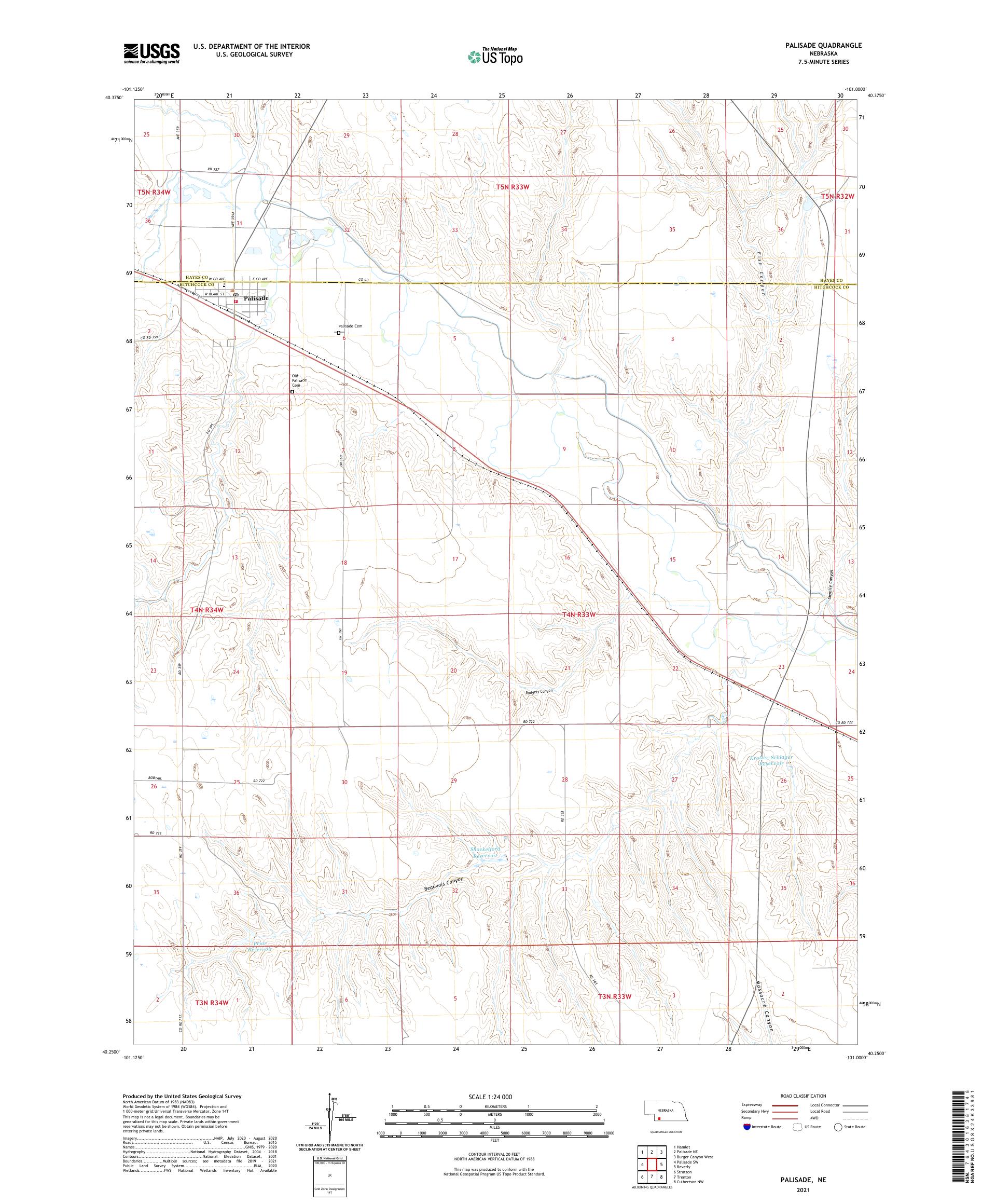 Palisade Nebraska US Topo Map – MyTopo Map Store