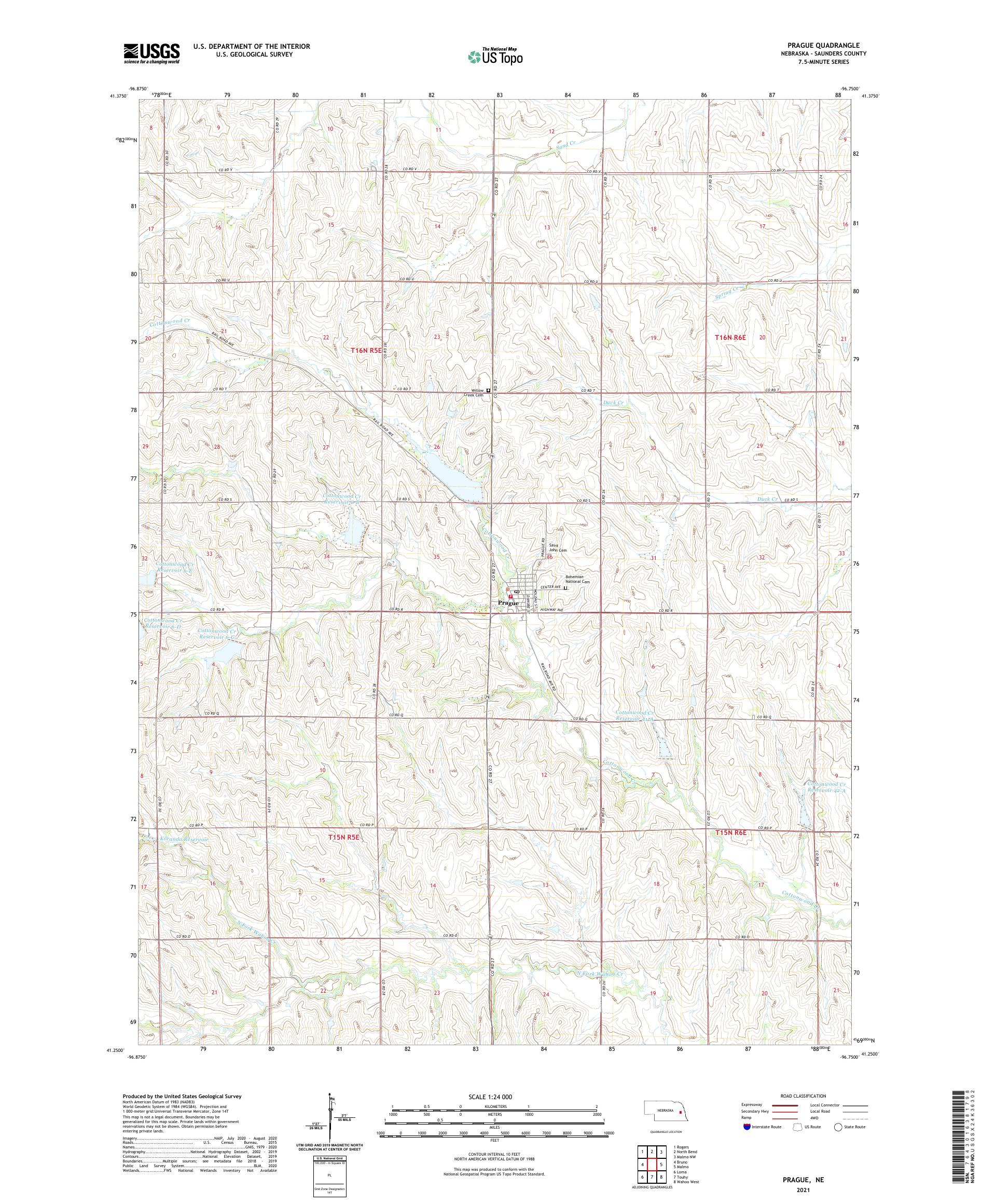 Prague Nebraska US Topo Map – MyTopo Map Store