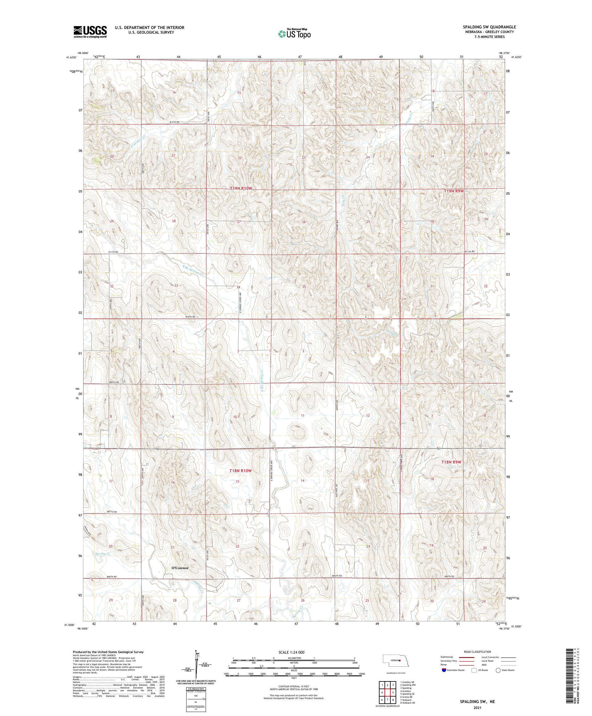 Spalding SW Nebraska US Topo Map – MyTopo Map Store