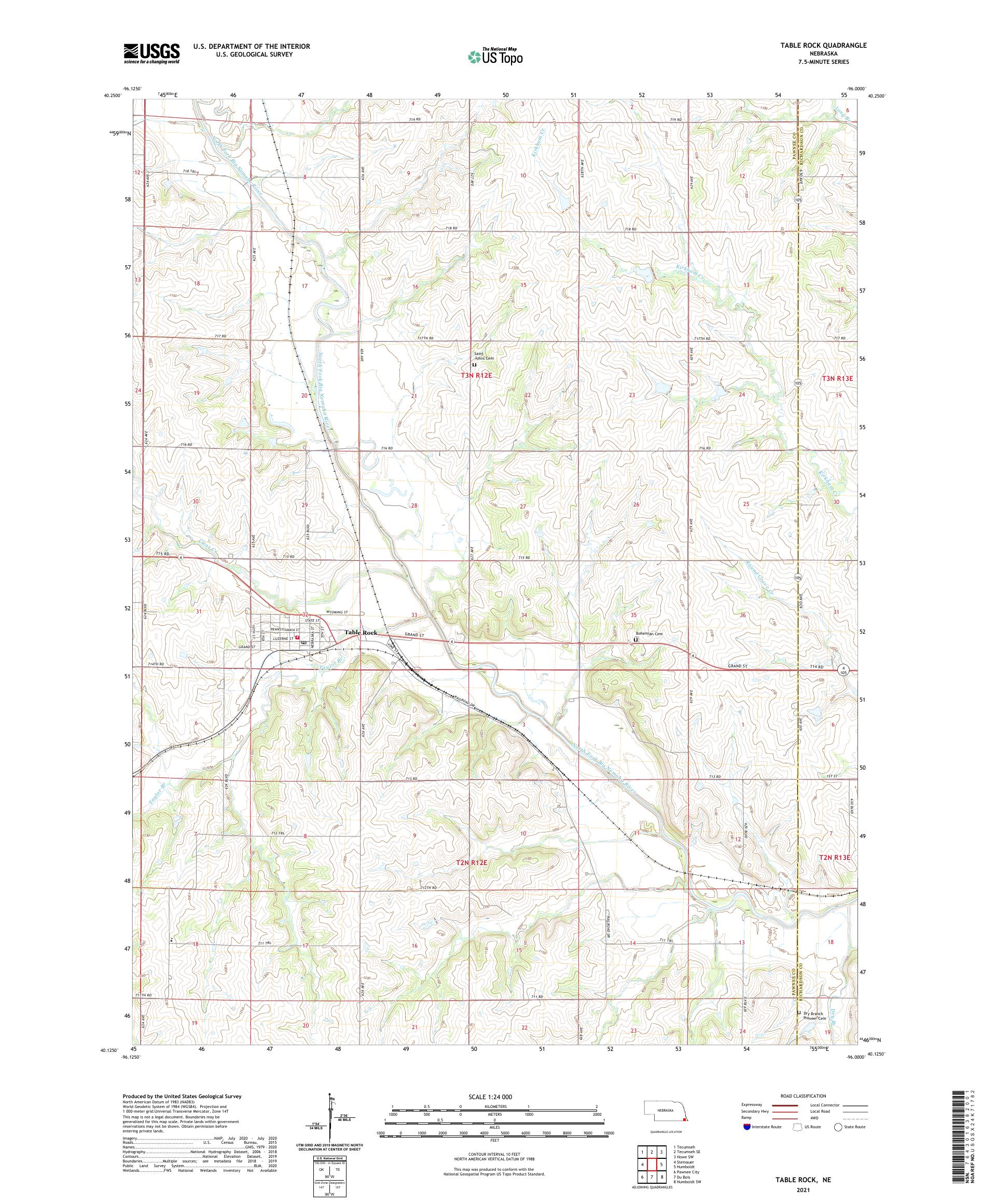 Table Rock Nebraska US Topo Map – MyTopo Map Store