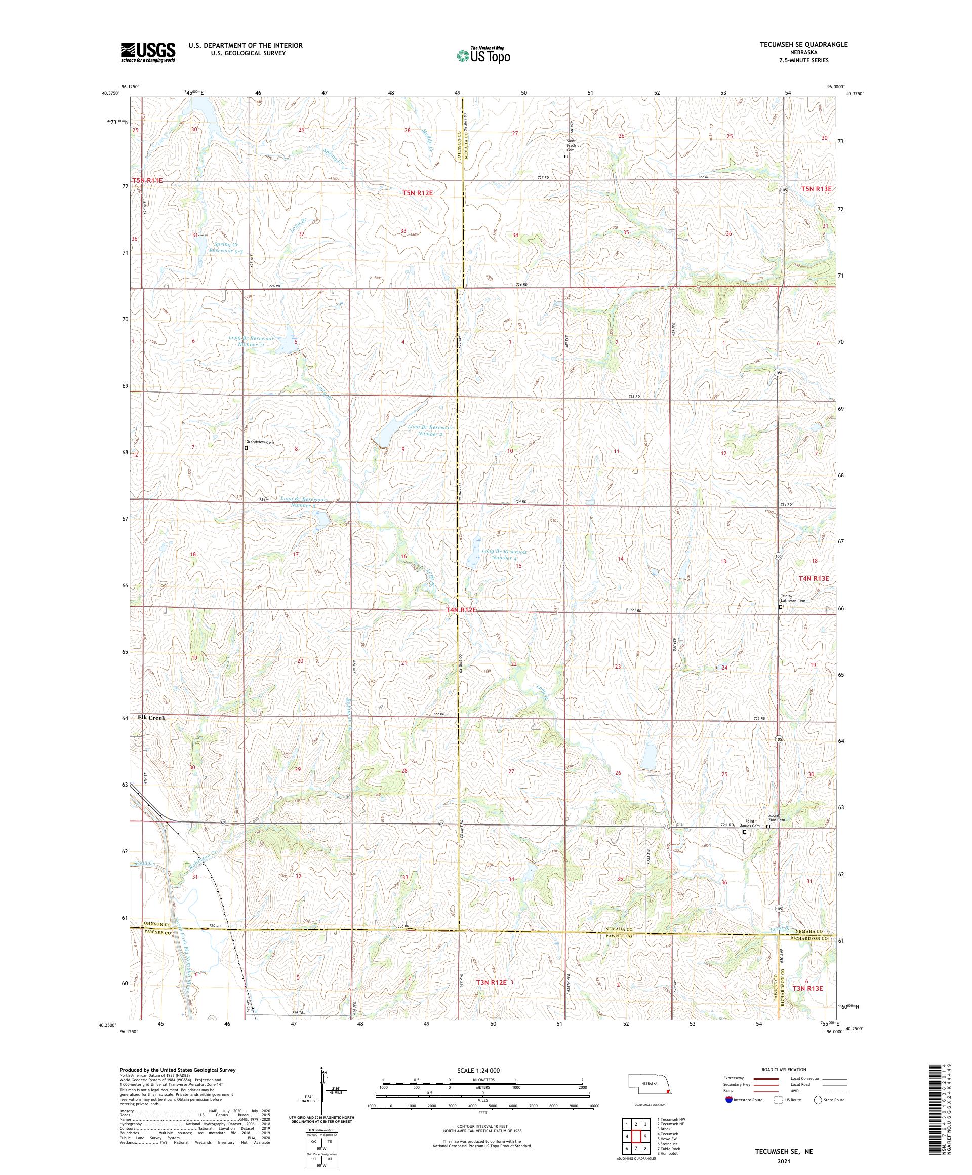Tecumseh SE Nebraska US Topo Map – MyTopo Map Store