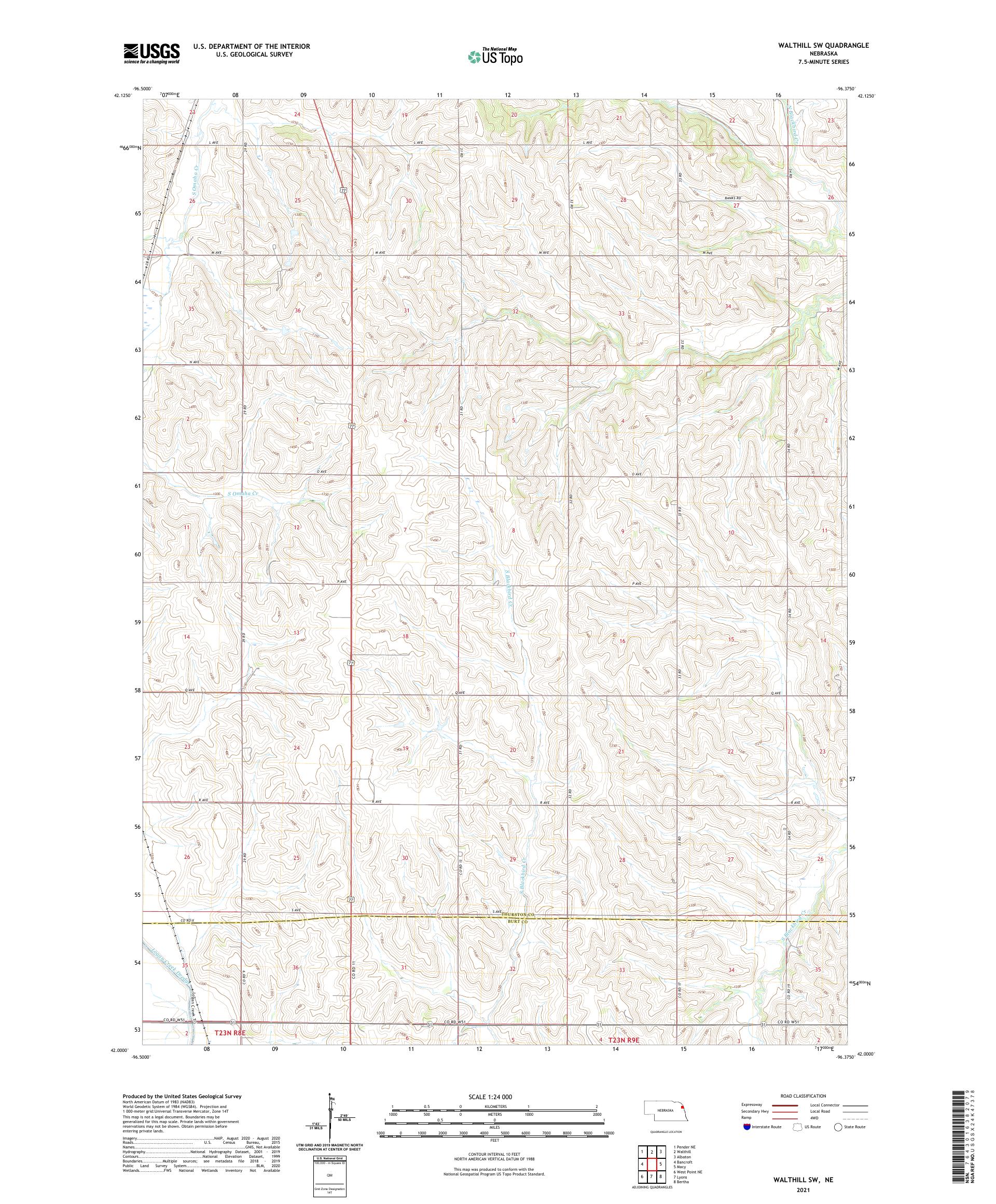 Walthill SW Nebraska US Topo Map – MyTopo Map Store