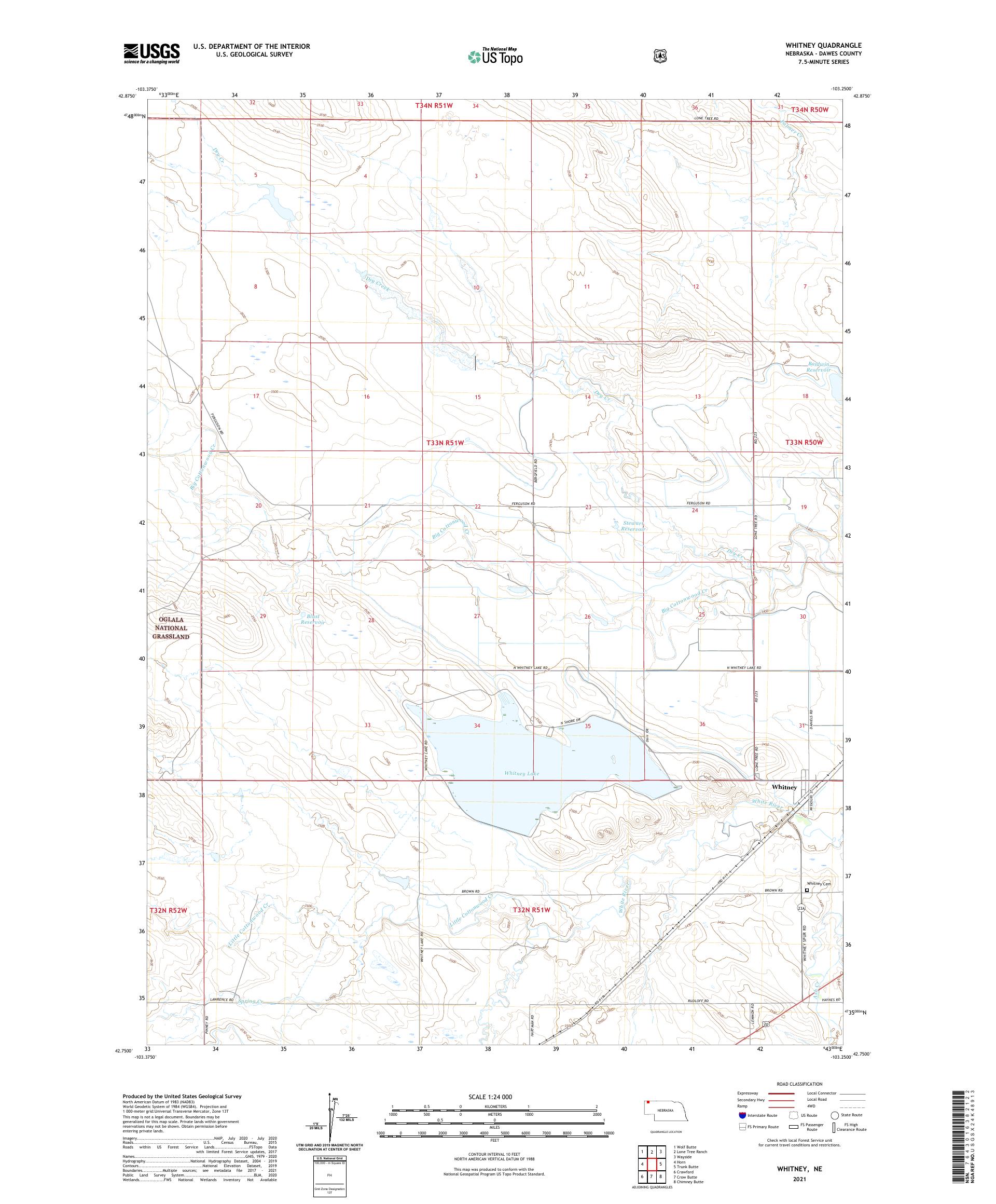 Whitney Nebraska US Topo Map – MyTopo Map Store