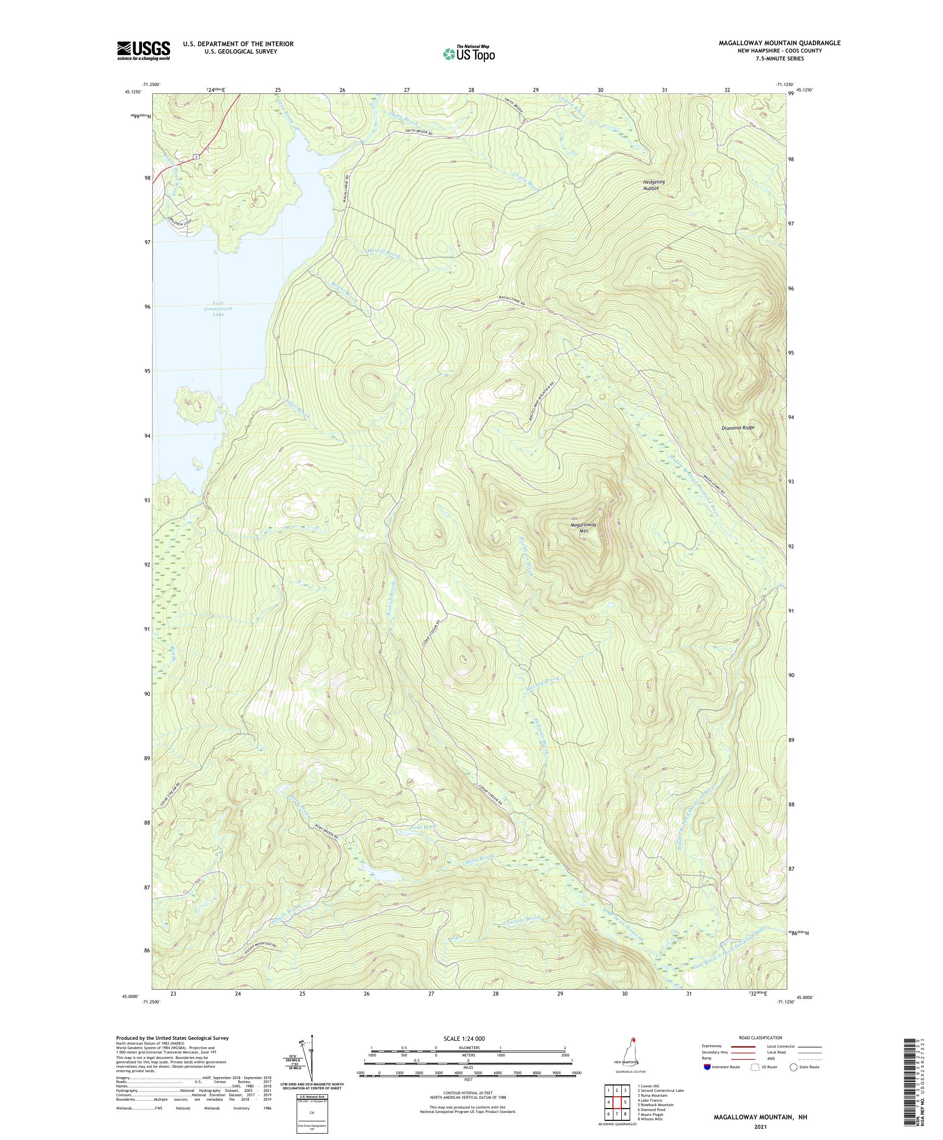 Magalloway Mountain New Hampshire US Topo Map – MyTopo Map Store
