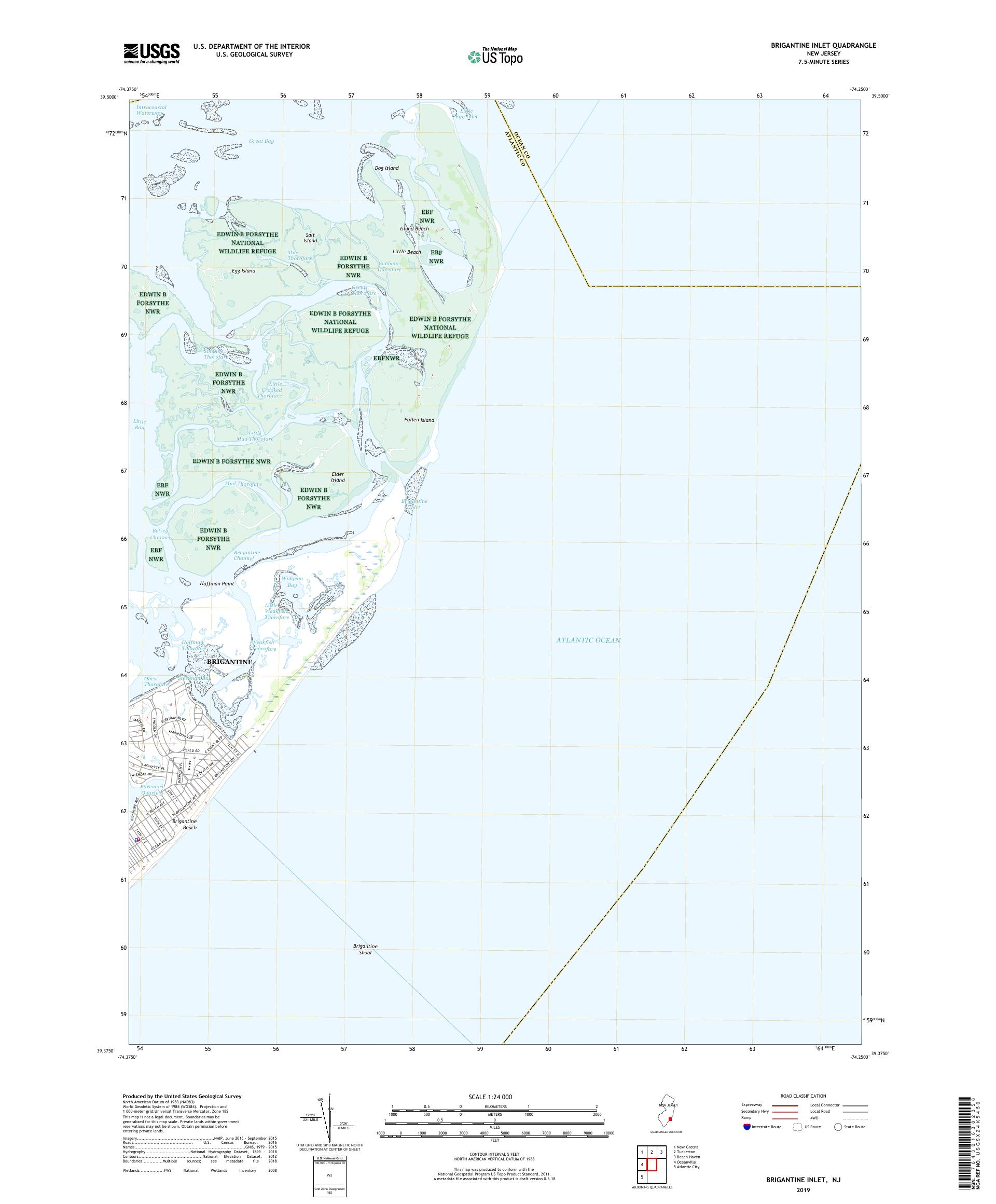 Brigantine Inlet New Jersey US Topo Map – MyTopo Map Store