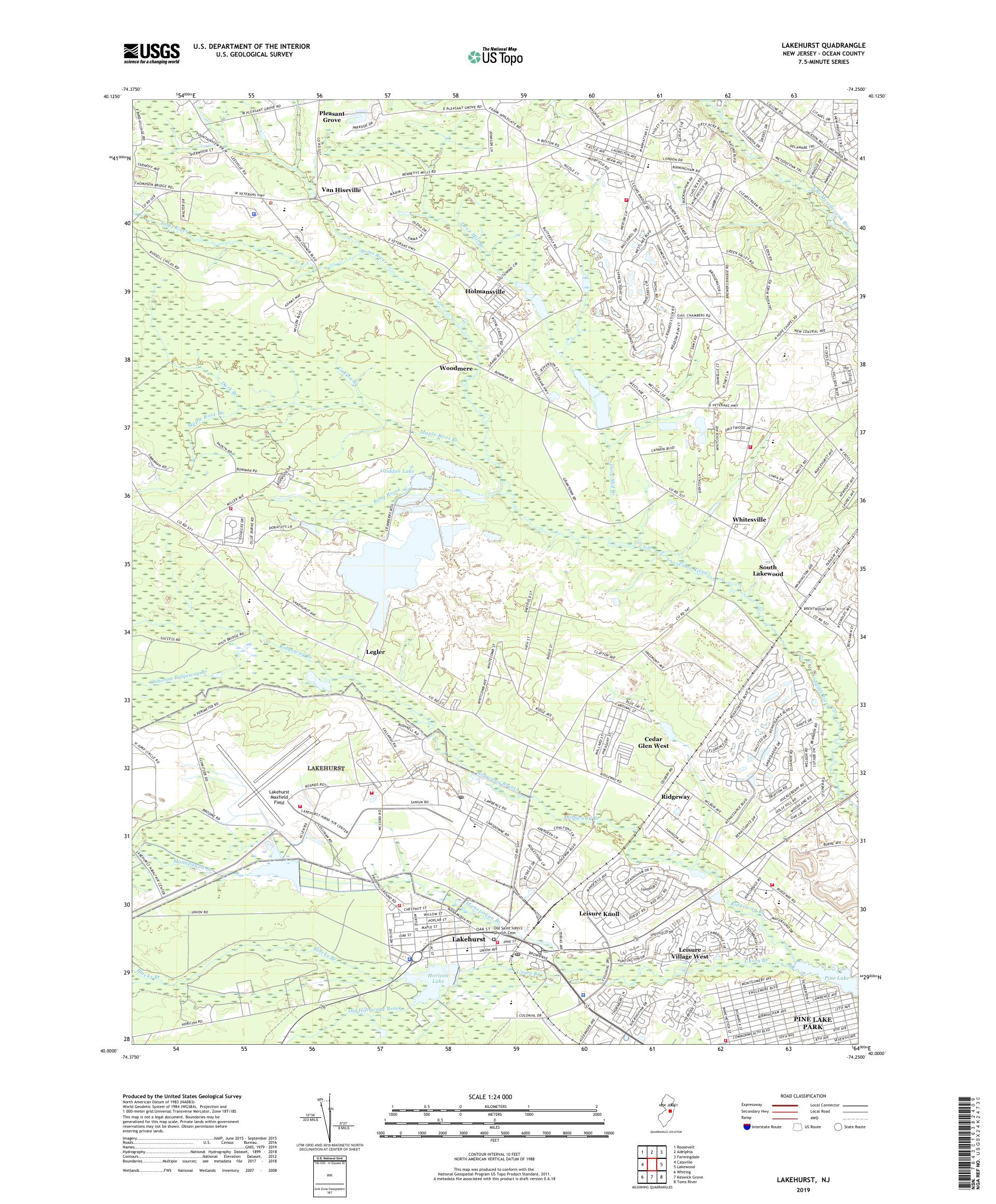 Lakehurst New Jersey US Topo Map – MyTopo Map Store