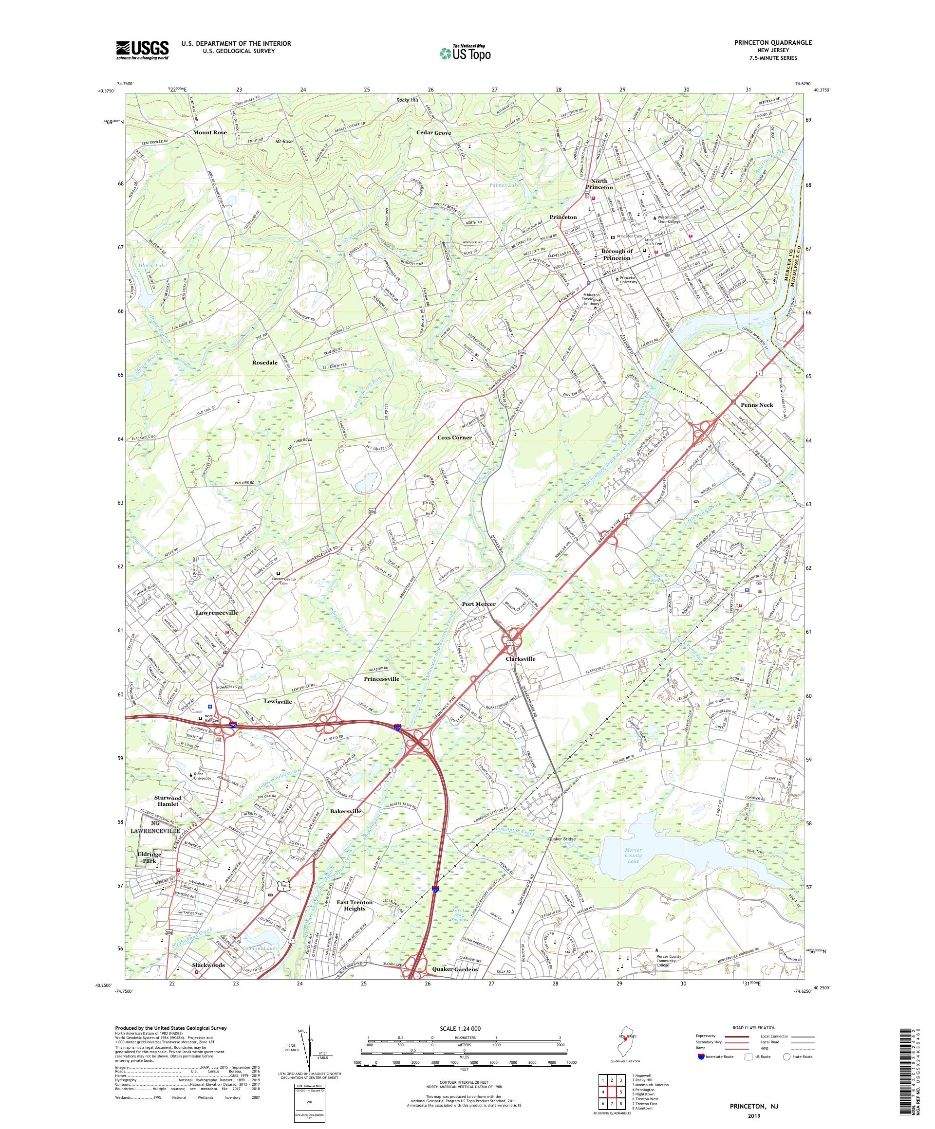 Princeton New Jersey US Topo Map – MyTopo Map Store