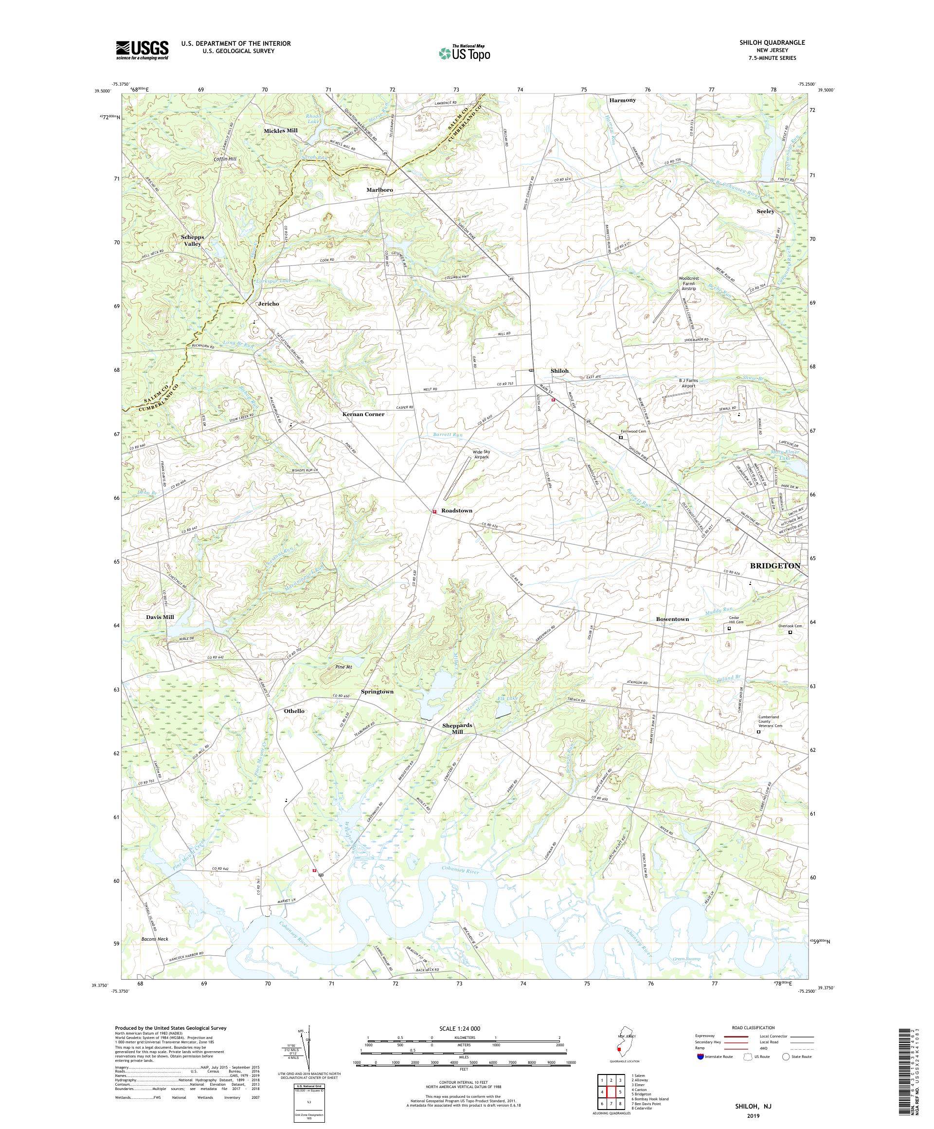 Shiloh New Jersey US Topo Map – MyTopo Map Store