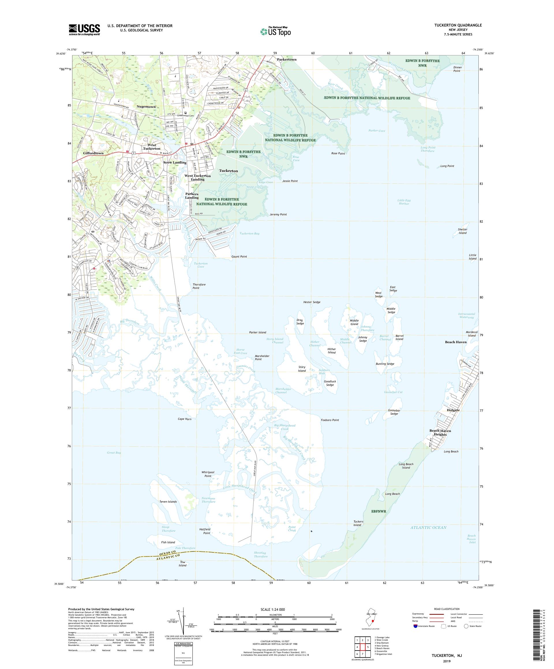 Tuckerton New Jersey US Topo Map – MyTopo Map Store