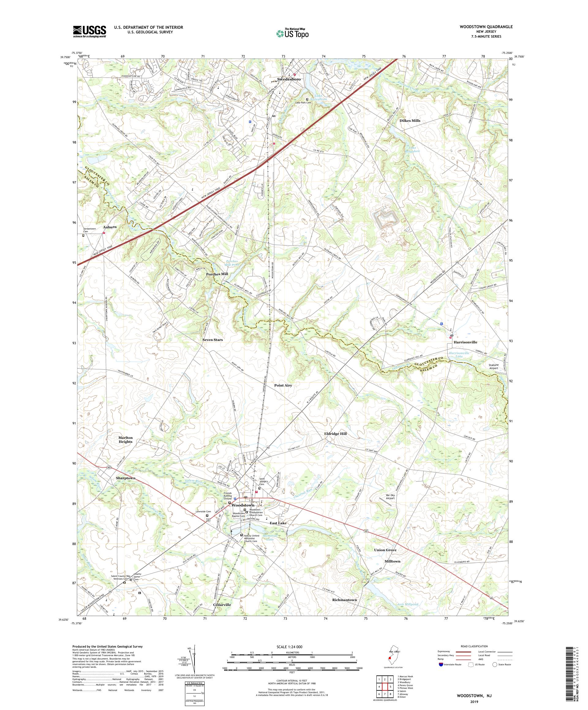 Woodstown New Jersey US Topo Map – MyTopo Map Store