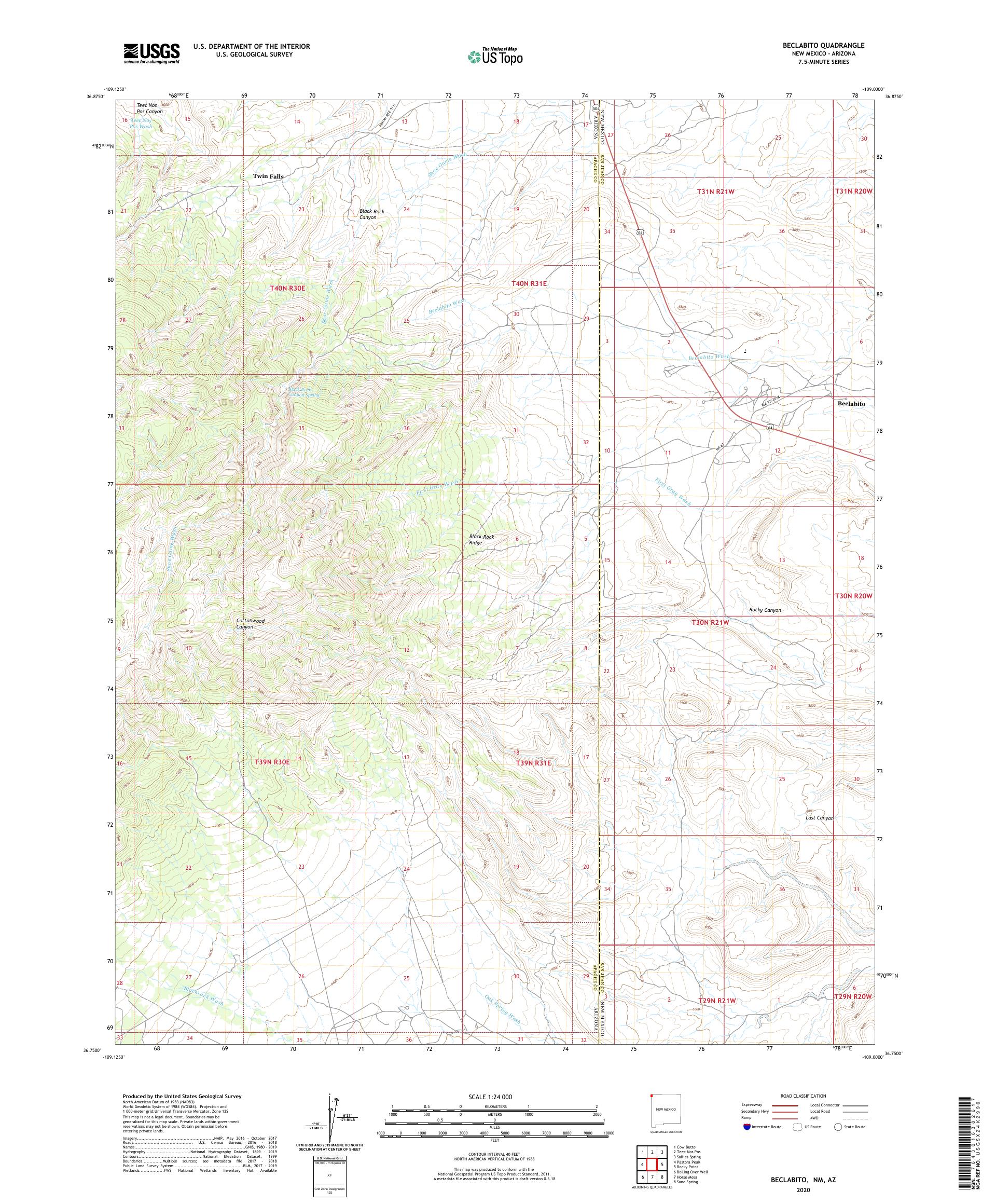 Beclabito New Mexico US Topo Map – MyTopo Map Store