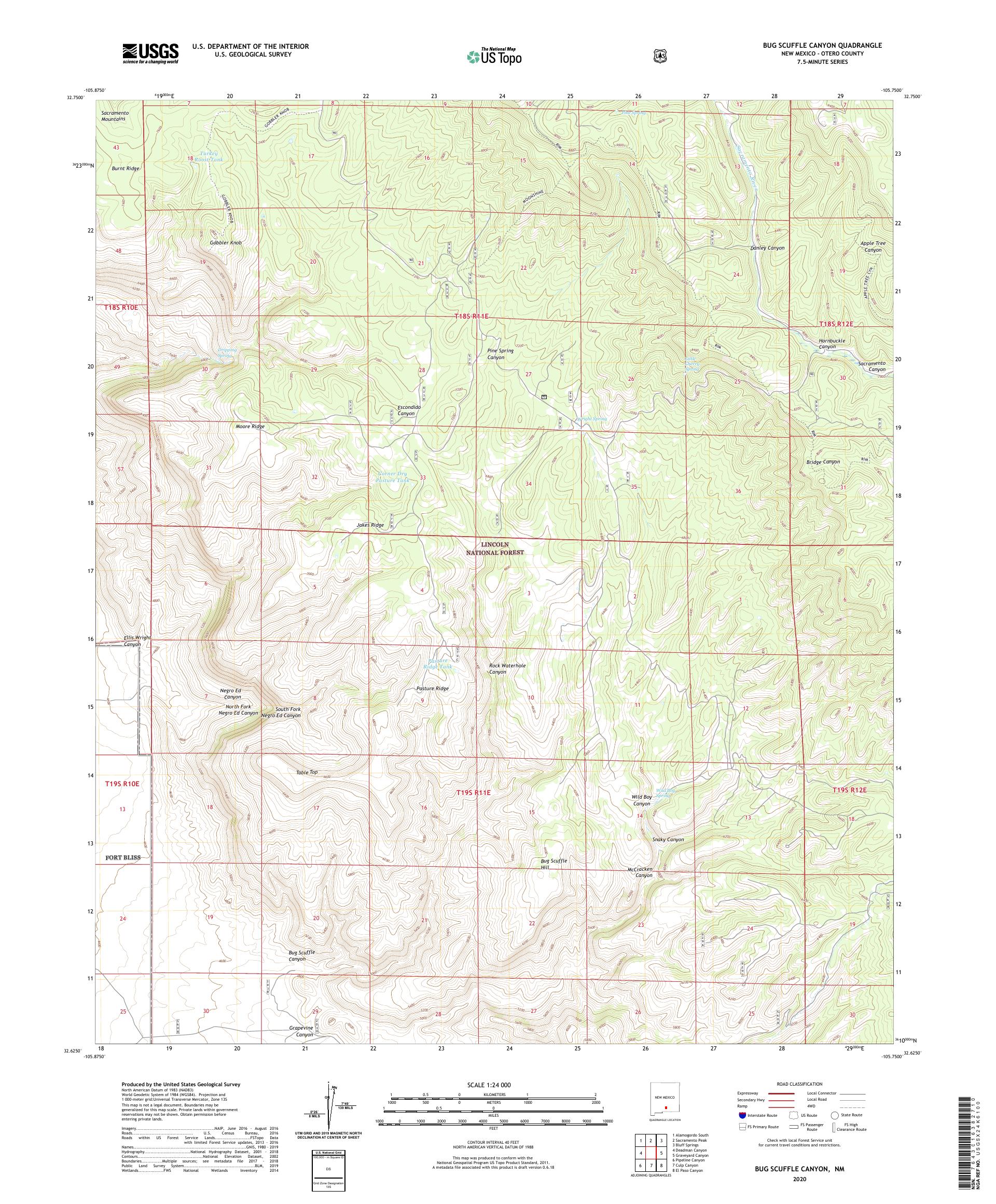 Bug Scuffle Canyon New Mexico US Topo Map – MyTopo Map Store