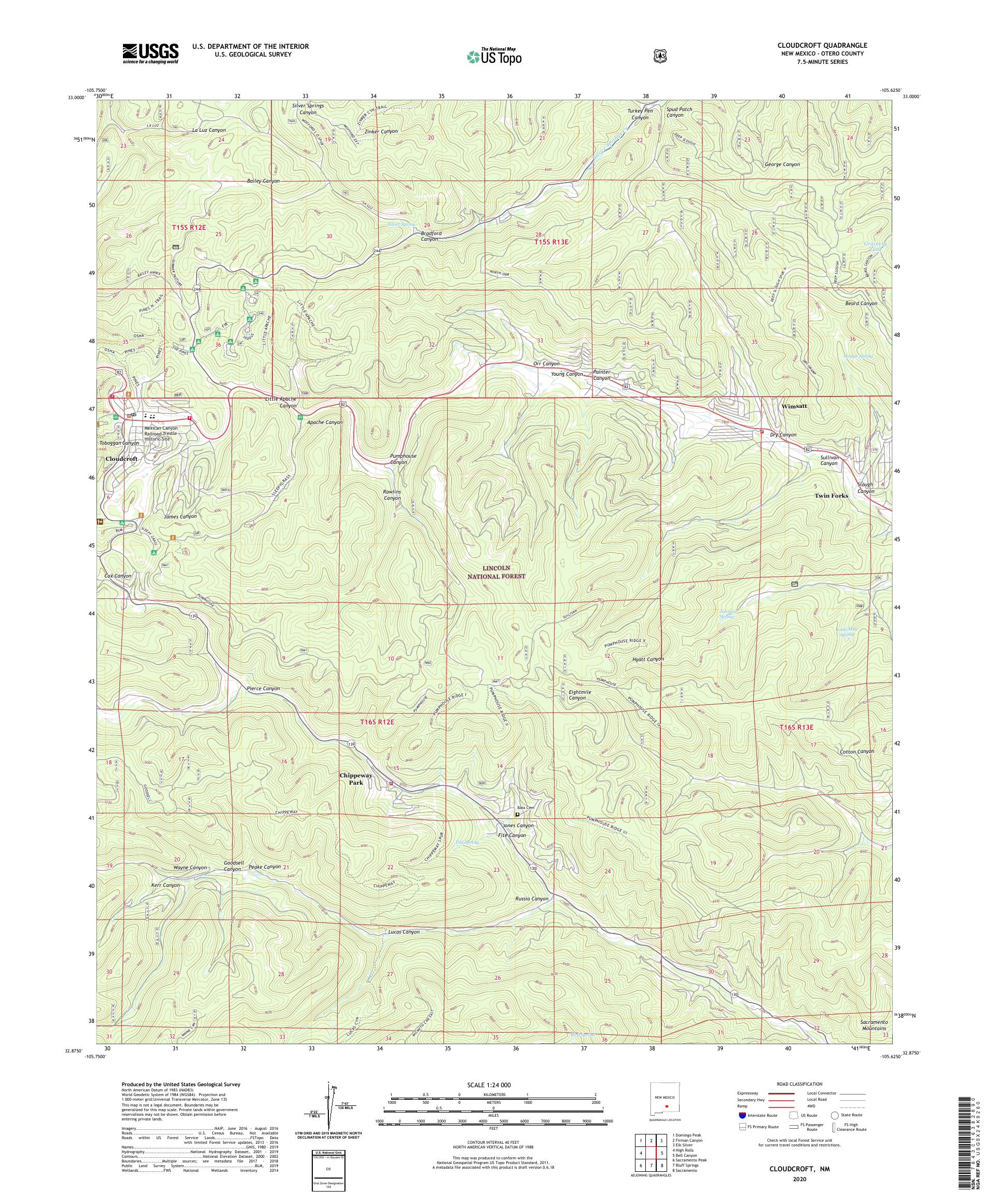 Cloudcroft New Mexico US Topo Map – MyTopo Map Store
