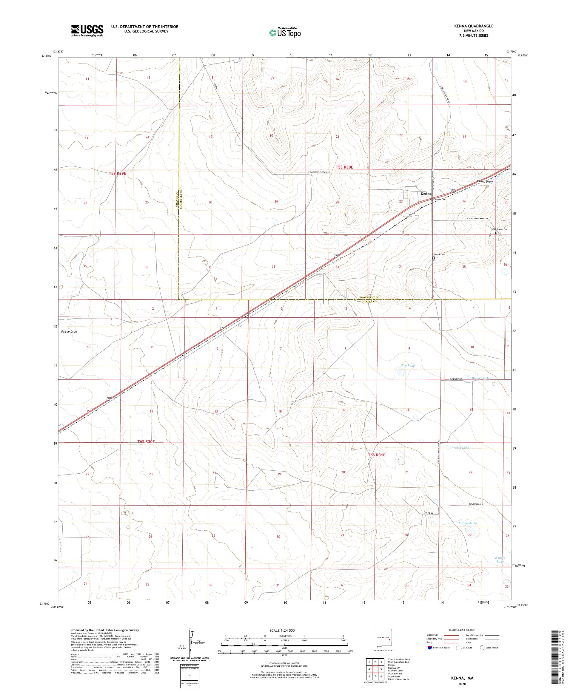 Kenna New Mexico US Topo Map – MyTopo Map Store