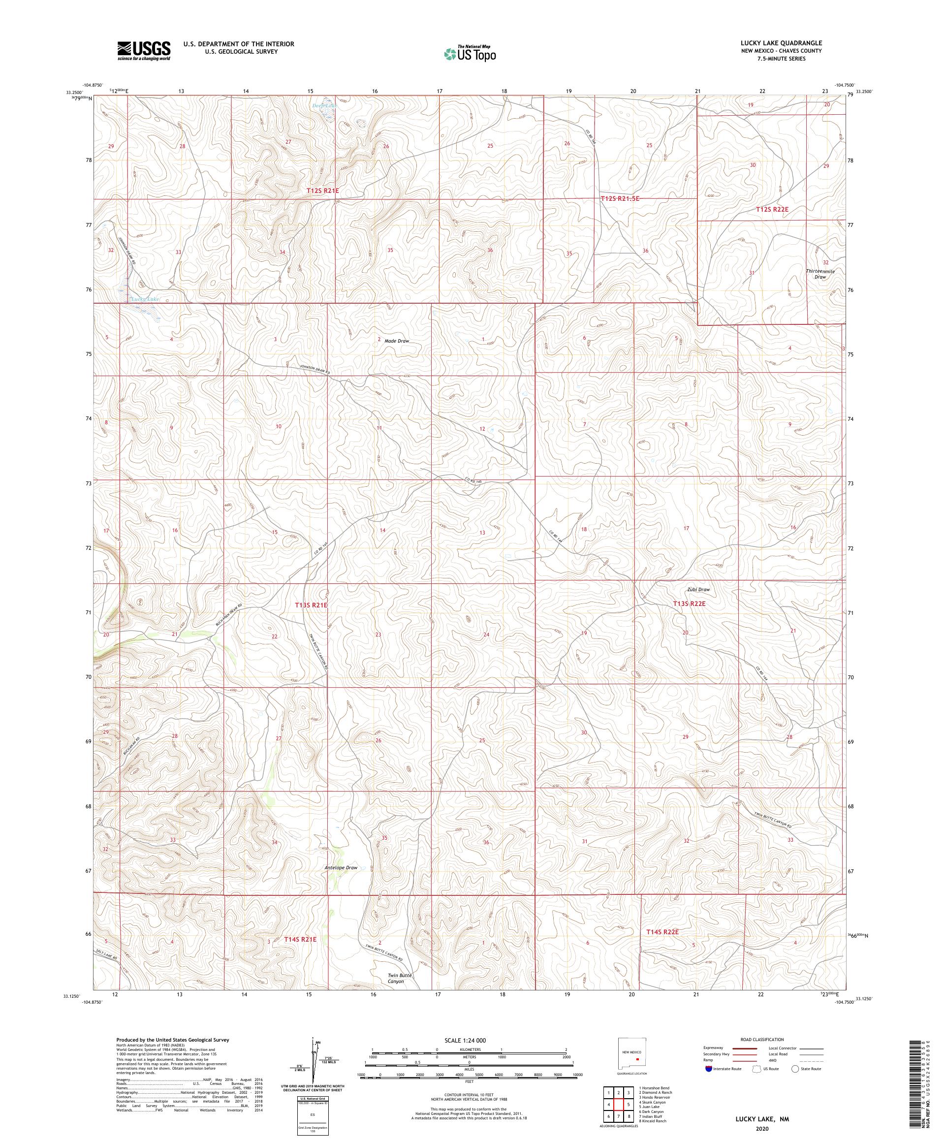Lucky Lake New Mexico US Topo Map – MyTopo Map Store