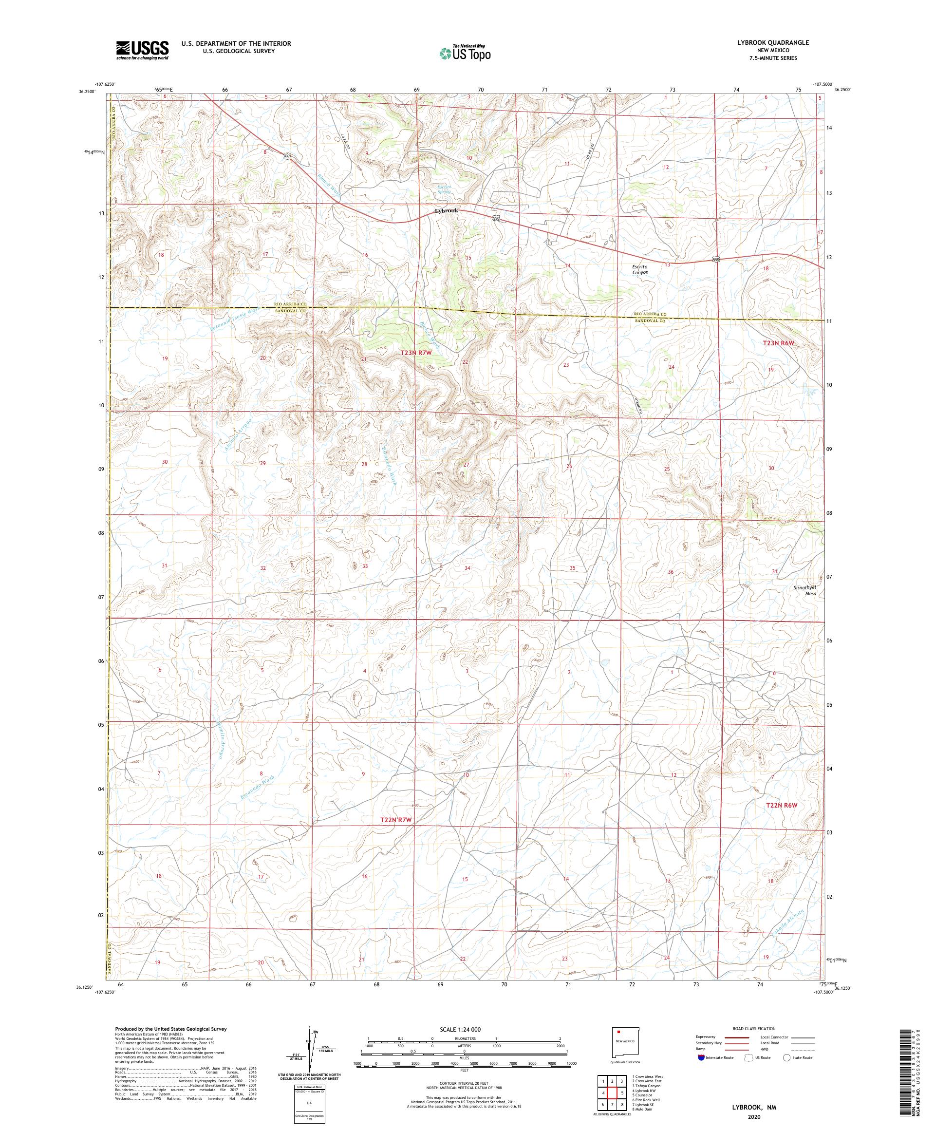 Lybrook New Mexico US Topo Map – MyTopo Map Store
