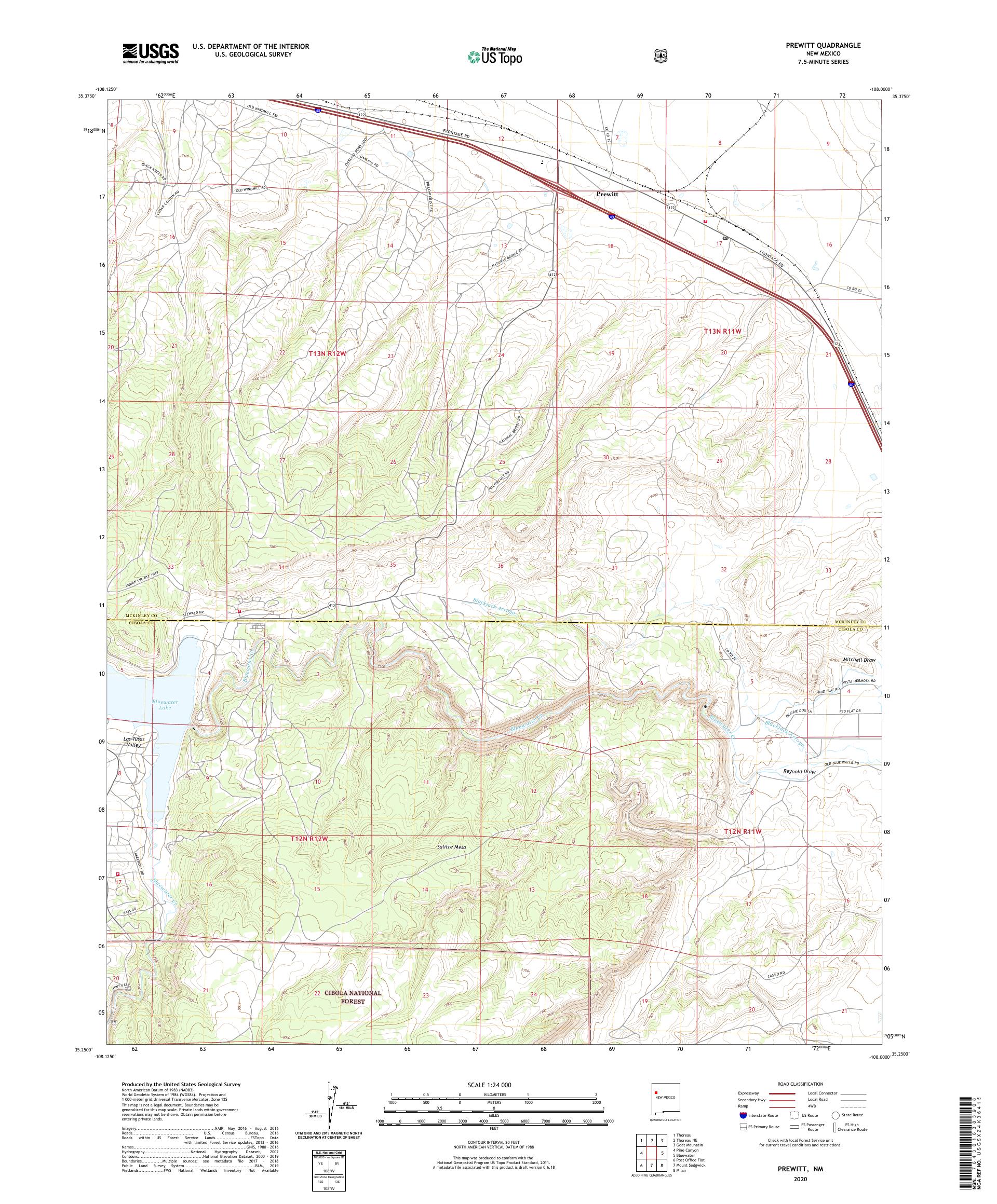 Prewitt New Mexico US Topo Map – MyTopo Map Store