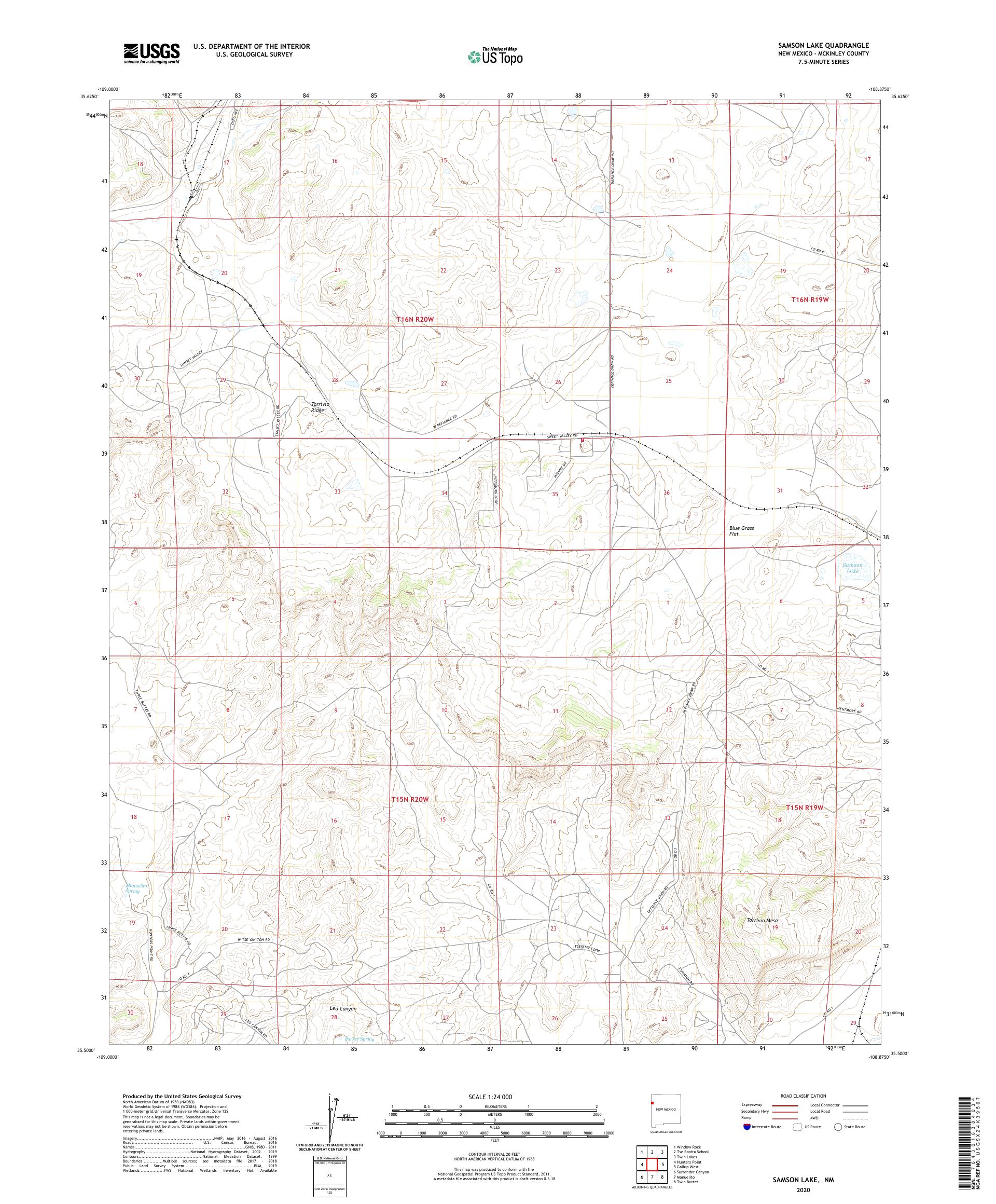 Samson Lake New Mexico US Topo Map – MyTopo Map Store