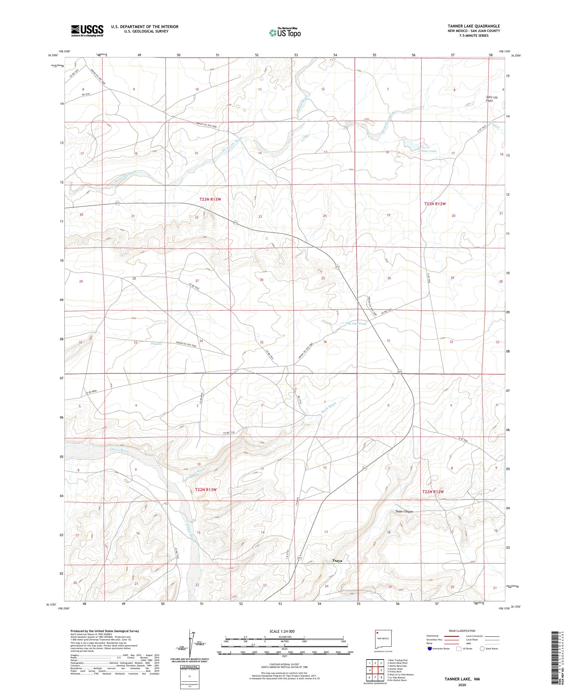 Tanner Lake New Mexico US Topo Map – MyTopo Map Store