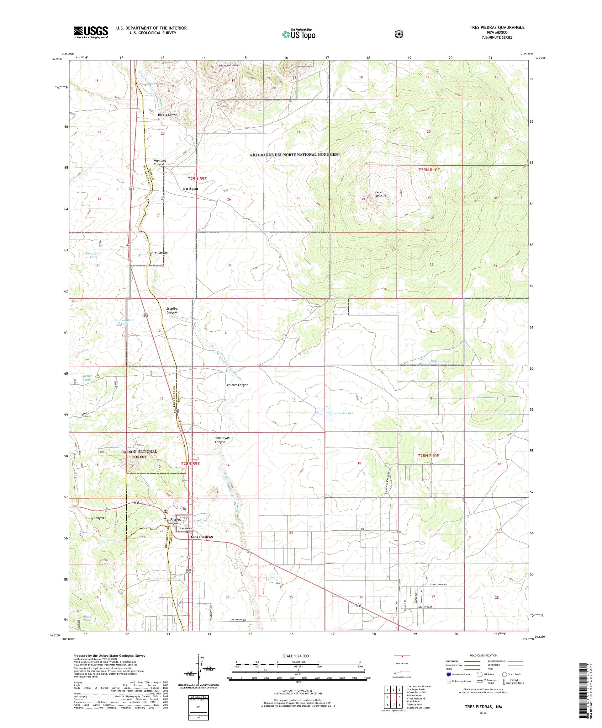 Tres Piedras New Mexico US Topo Map – MyTopo Map Store