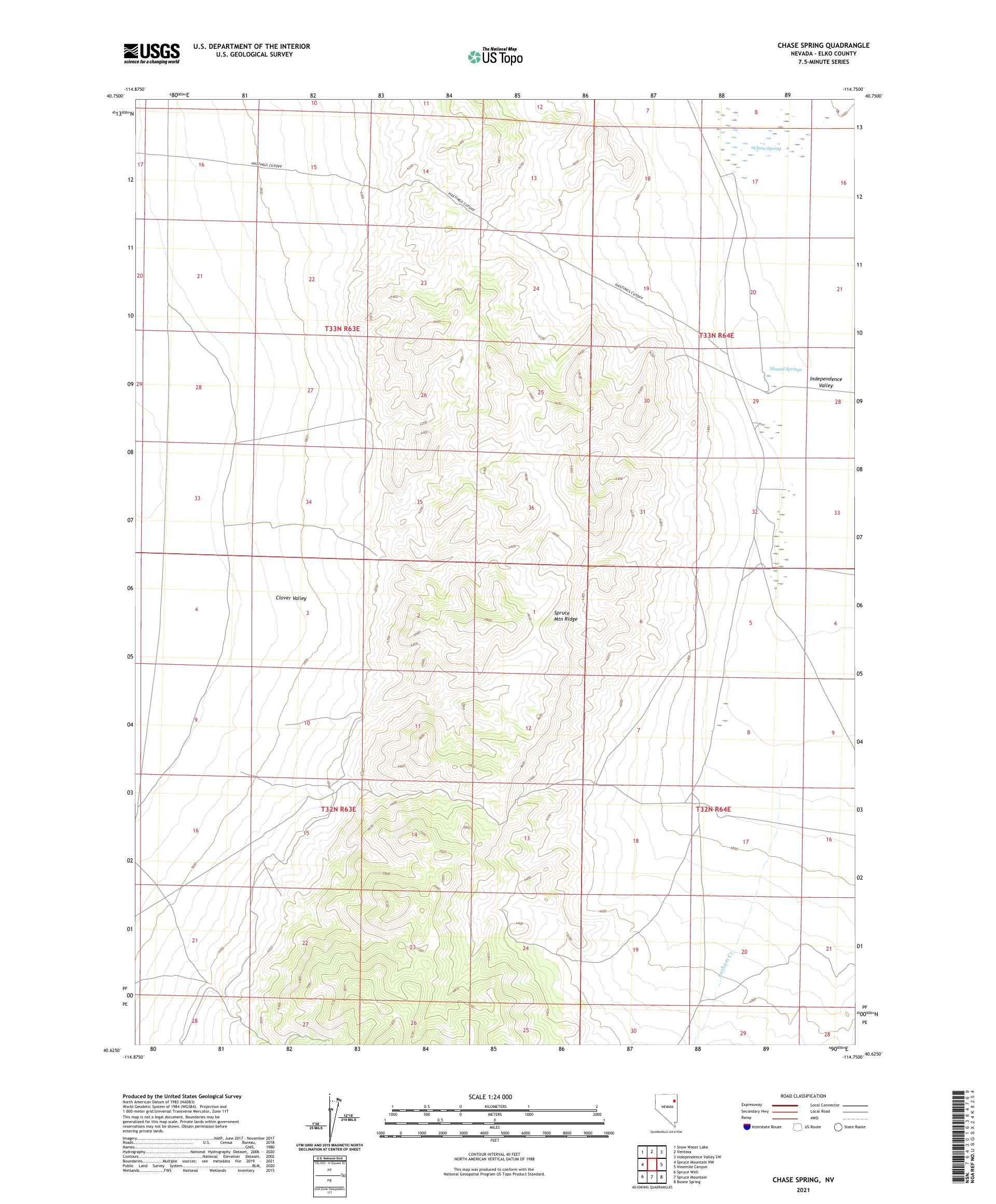 Chase Spring Nevada US Topo Map – MyTopo Map Store