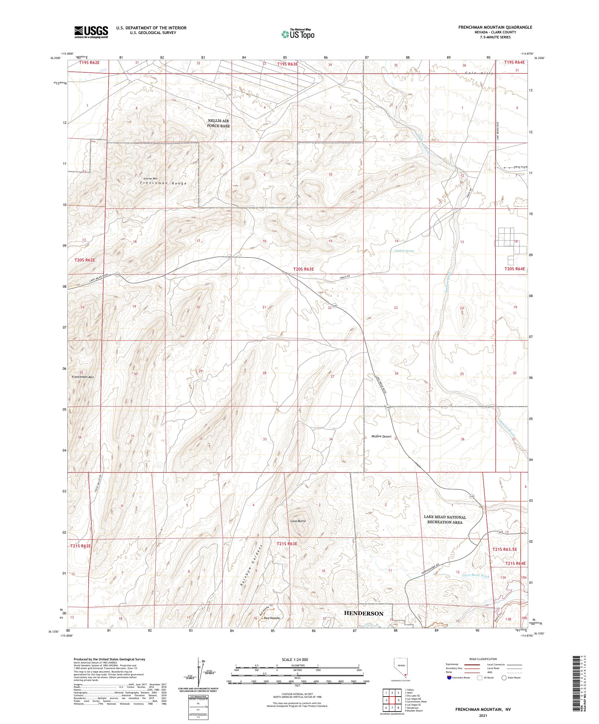 Frenchman Mountain Nevada US Topo Map – MyTopo Map Store