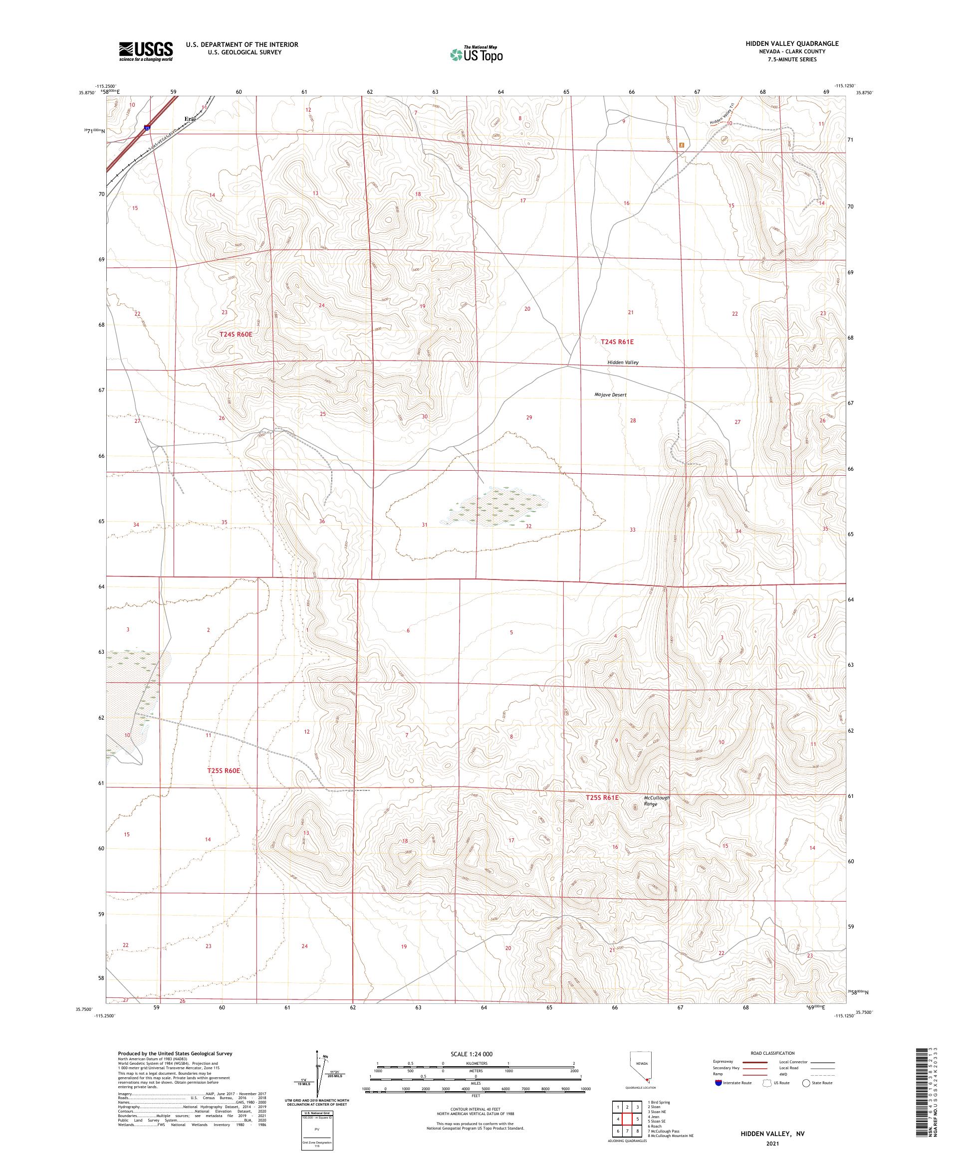Hidden Valley Nevada US Topo Map – MyTopo Map Store