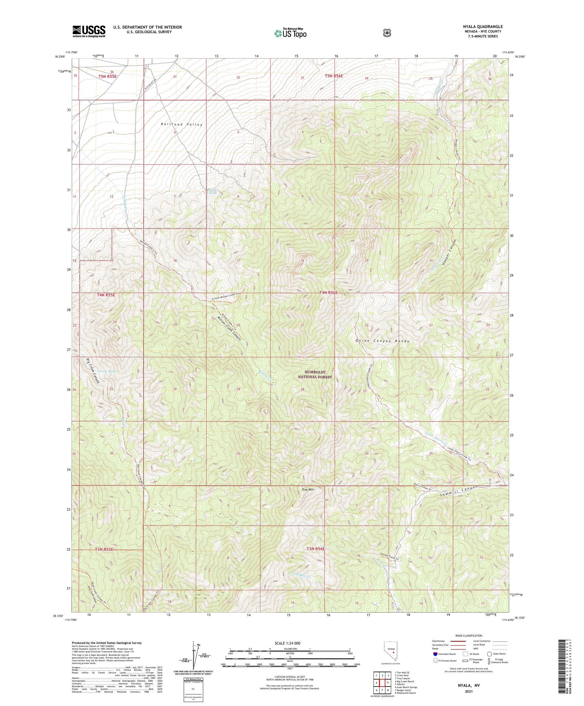 Nyala Nevada US Topo Map – MyTopo Map Store