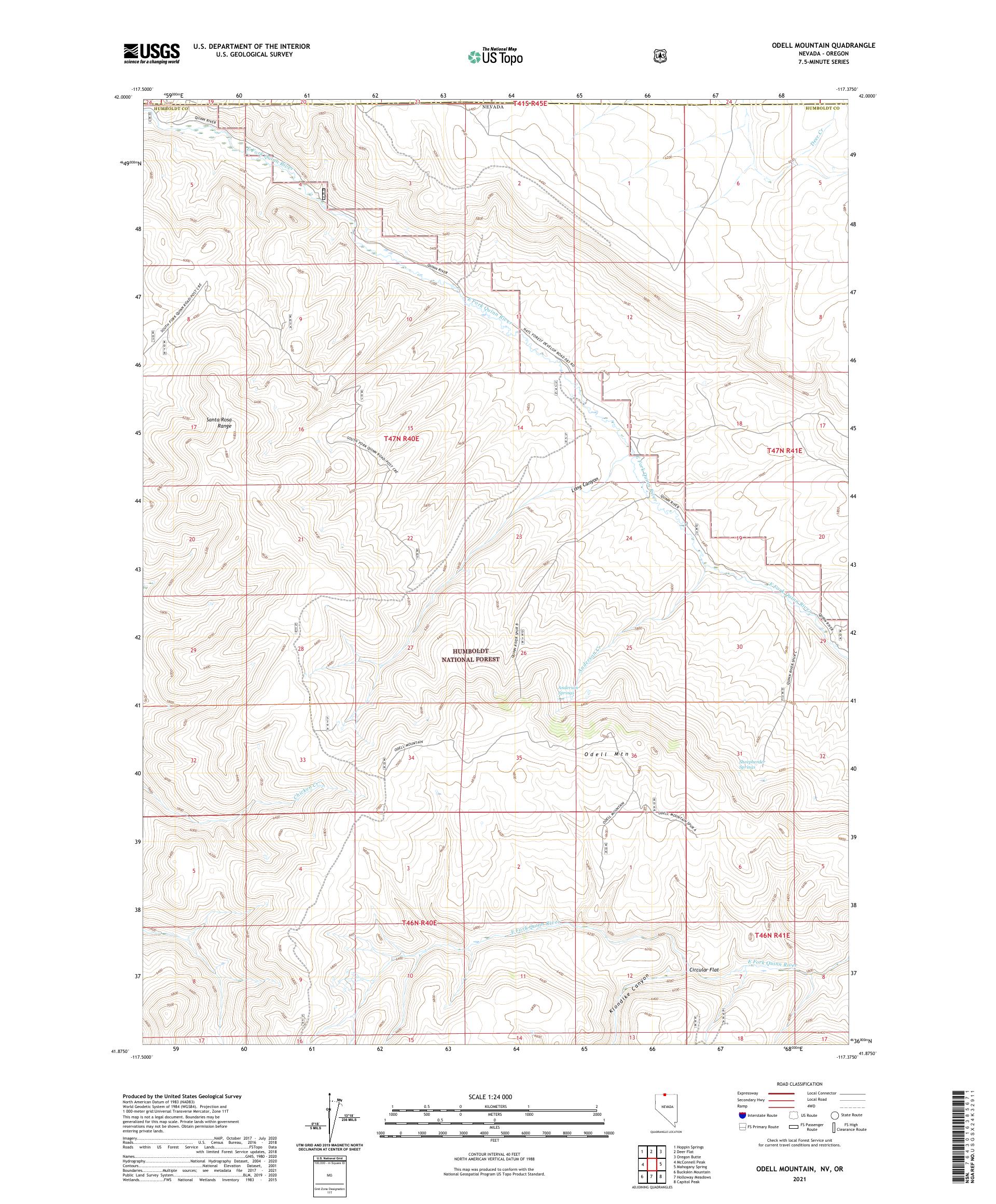 Odell Mountain Nevada US Topo Map – MyTopo Map Store