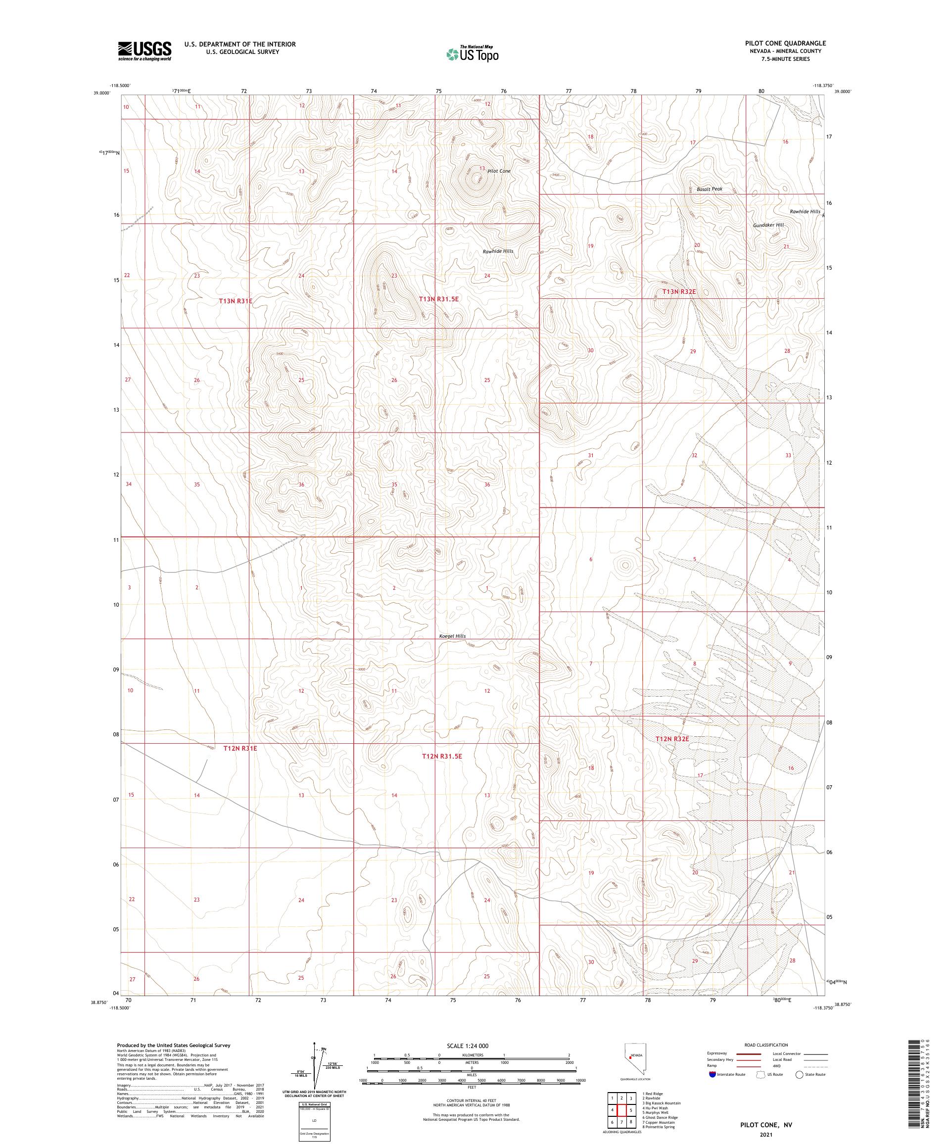 Pilot Cone Nevada US Topo Map – MyTopo Map Store