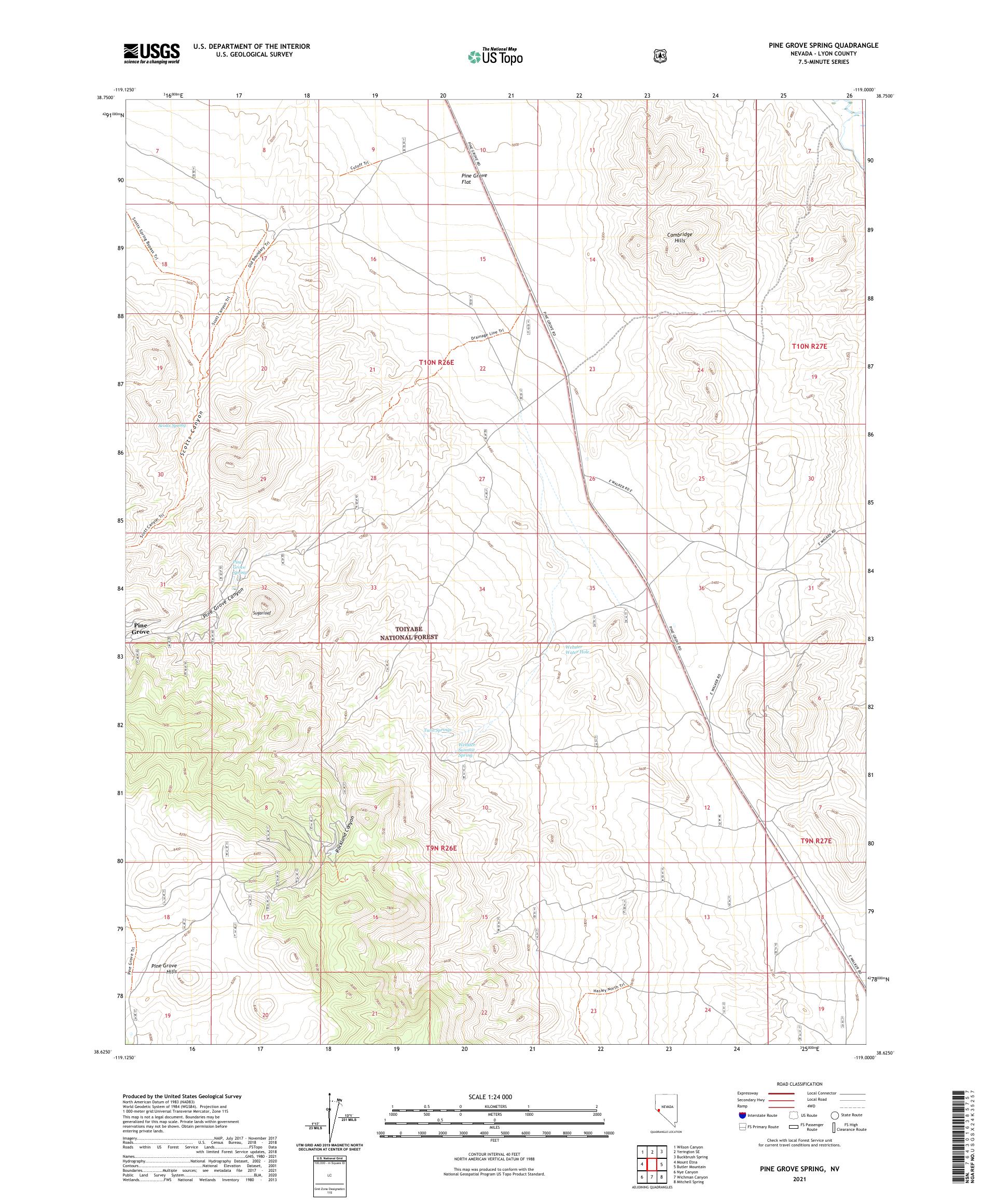 Pine Grove Spring Nevada US Topo Map – MyTopo Map Store